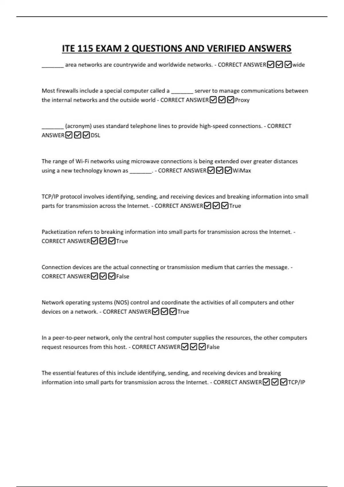 ITE 115 EXAM 2 QUESTIONS AND VERIFIED ANSWER - ITE 115 - Stuvia US