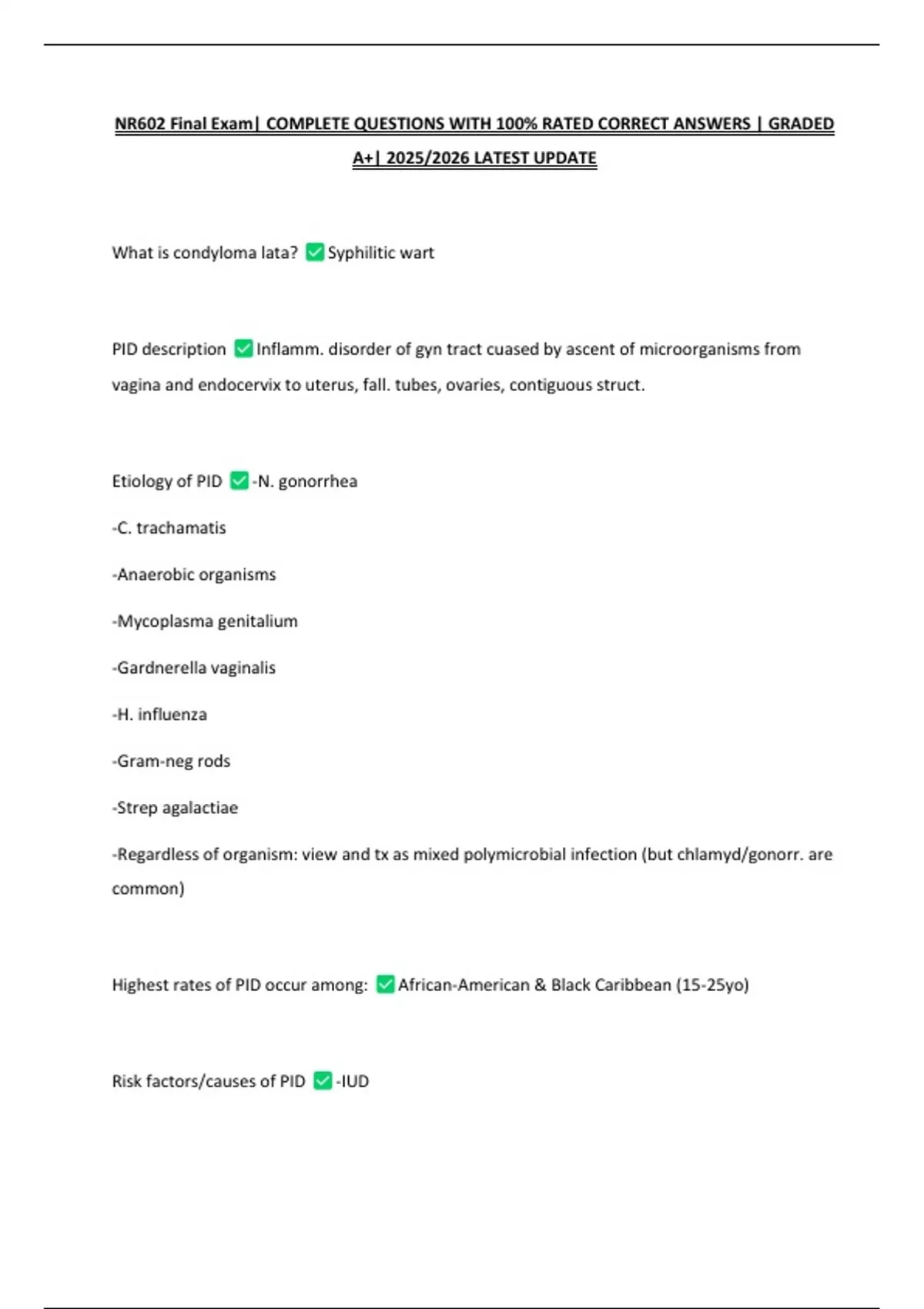 NR602 Final Exam| COMPLETE QUESTIONS WITH 100% RATED CORRECT ANSWERS | GRADED A+| 2025/2026 ...