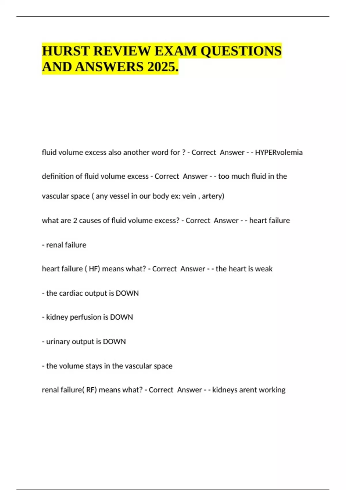 HURST REVIEW EXAM QUESTIONS AND ANSWERS 2025. - HURST - Stuvia US