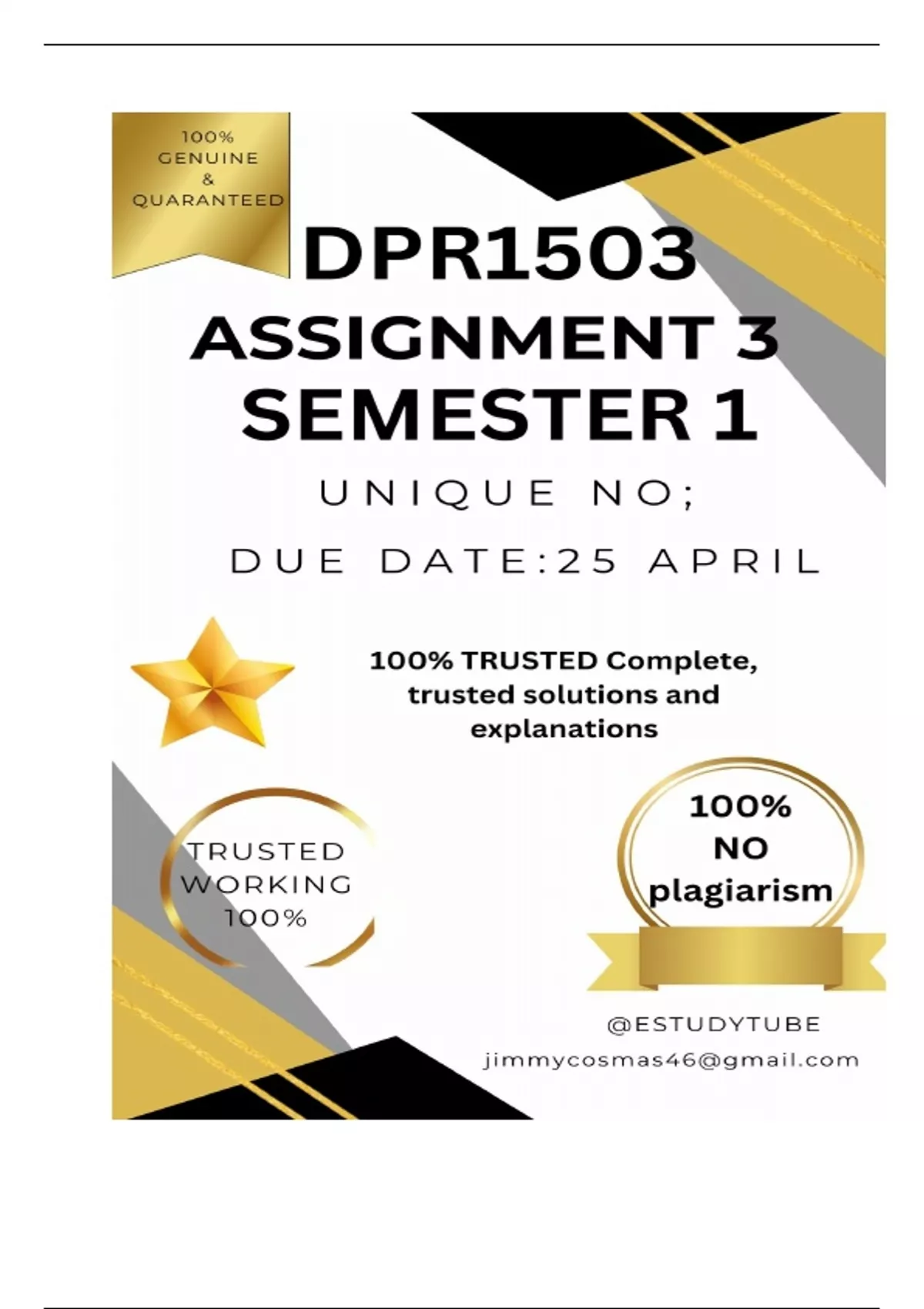 DPR1503 Assignment 3 Semester 1 (COMPLETE ANSWERS) Semester 1 2025 - DUE 25 April 2025 ...