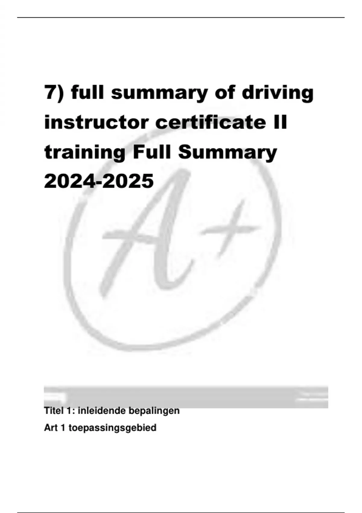 7) full summary of driving instructor certificate II training Full ...