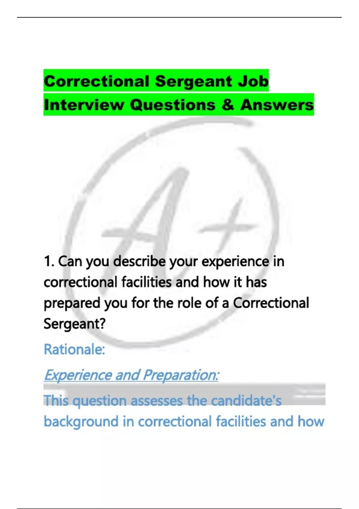Correctional Sergeant Job Interview Questions & Answers ...