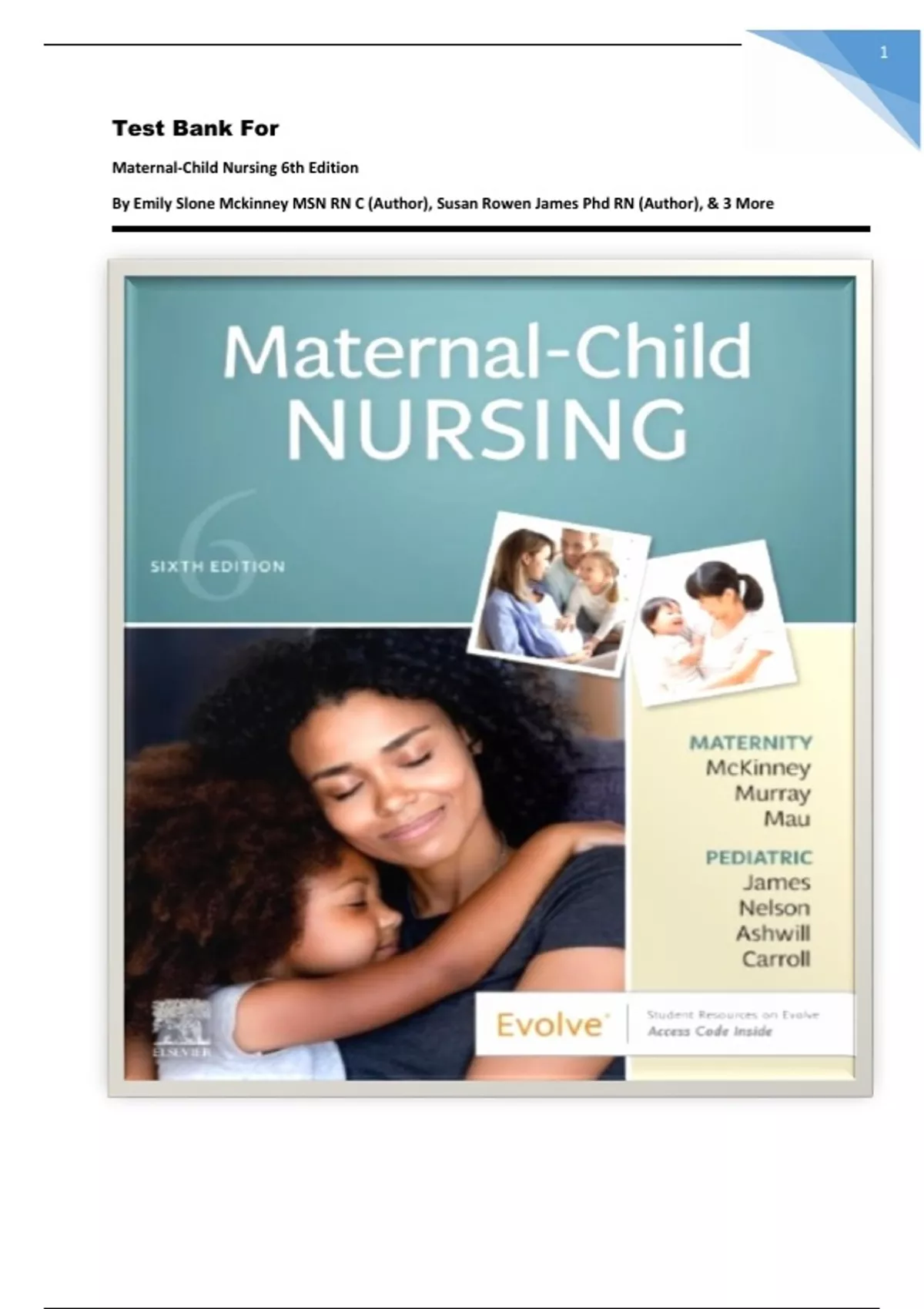 Test Bank For Maternal-Child Nursing 6th Edition By Emily Slone ...