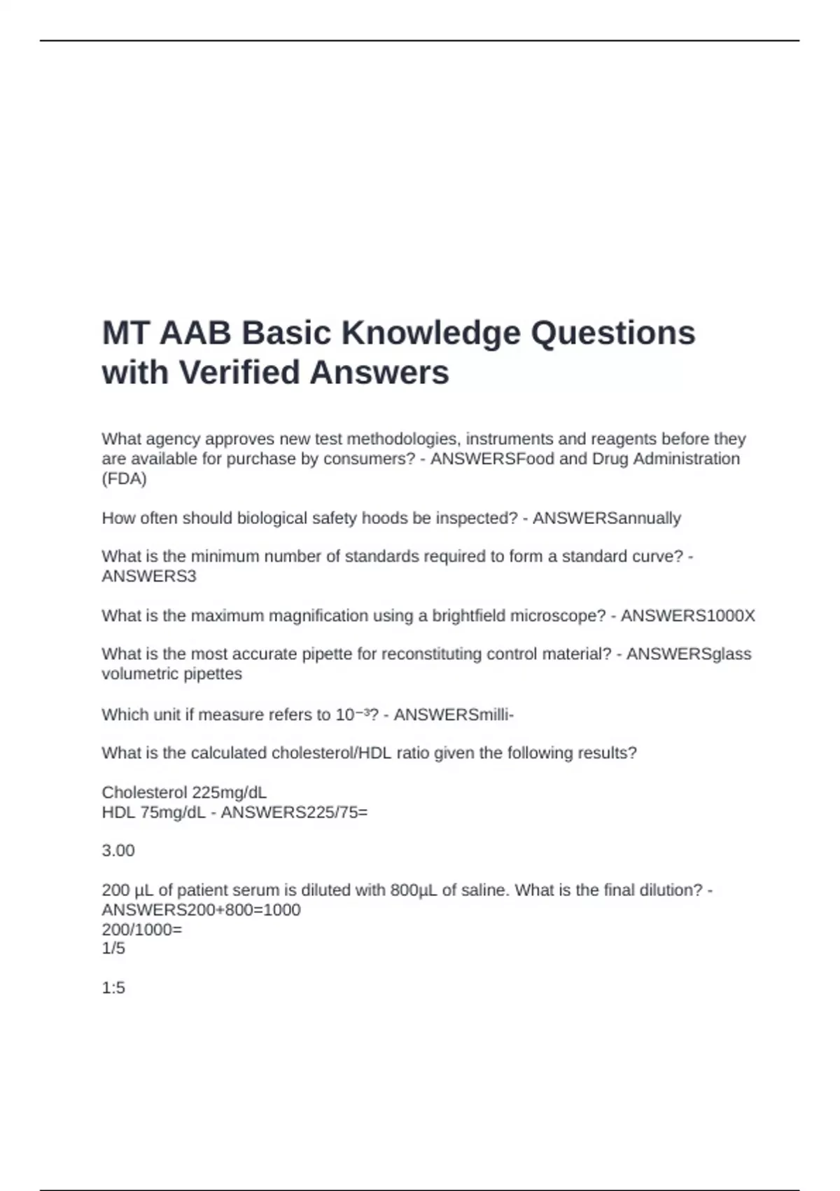 MT AAB Basic Knowledge Questions with Verified Answers - MT AAB Basic Knowledge - Stuvia US