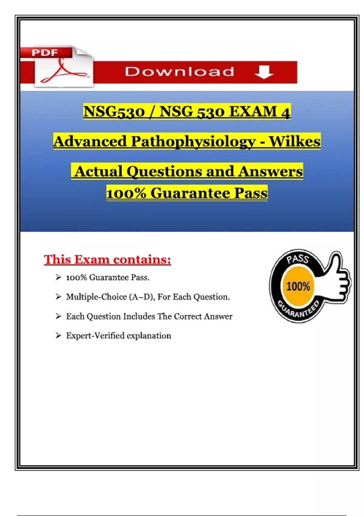 (2025 / 2026) Wilkes NSG 530 Advanced Pathophysiology Exam 4 Qs and Ans with Explanation ...