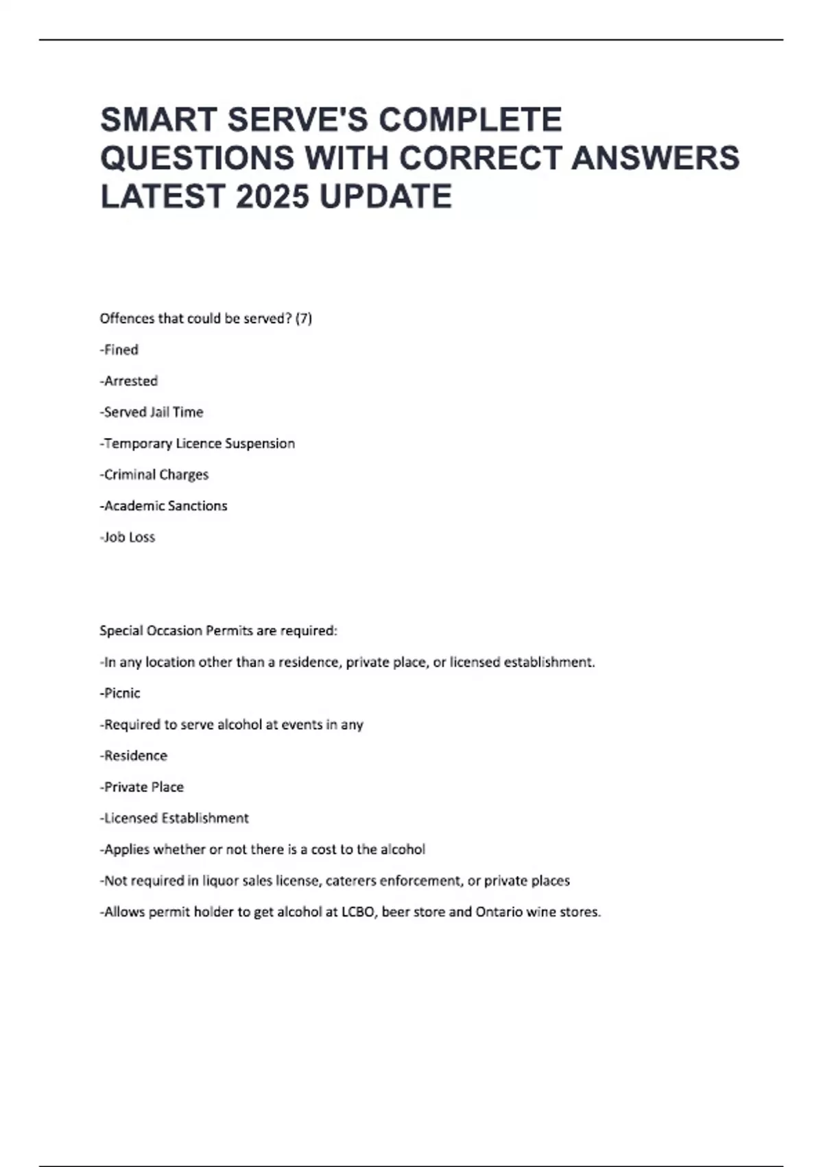 SMART SERVE-S COMPLETE QUESTIONS WITH CORRECT ANSWERS LATEST 2025 ...