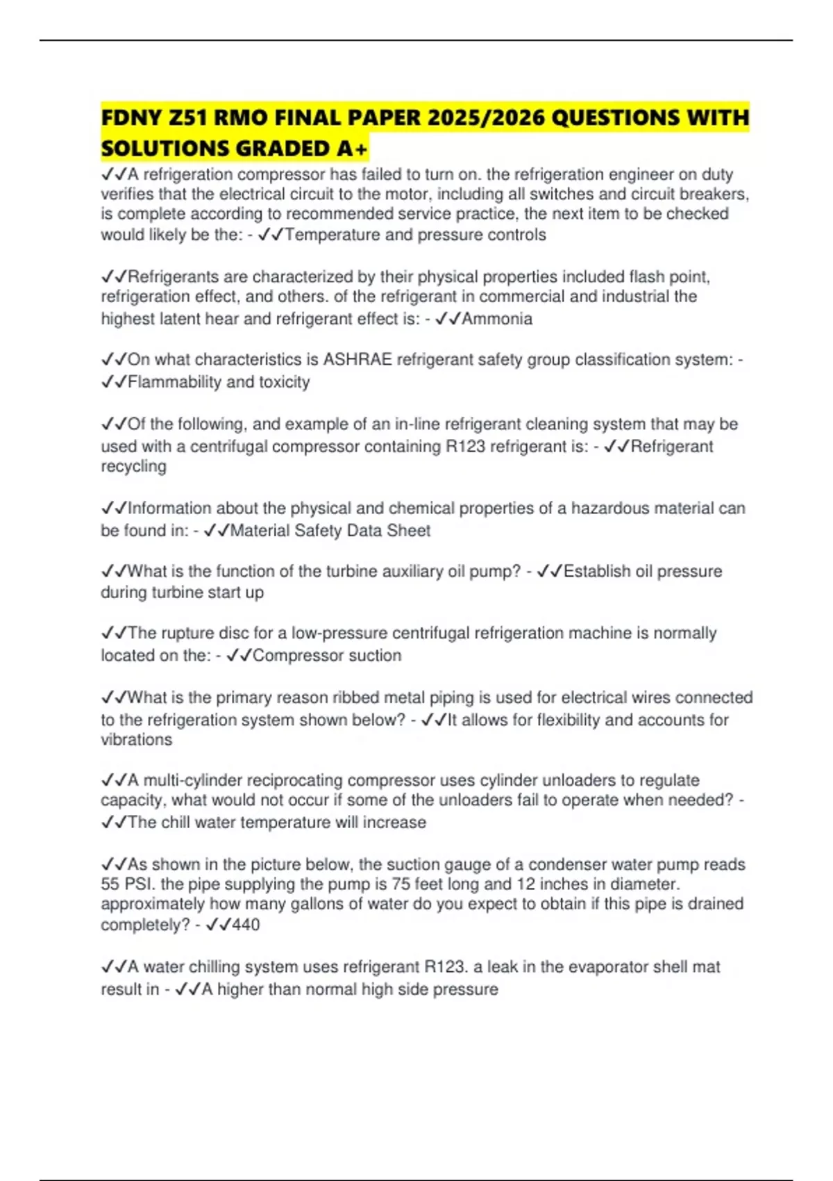 FDNY Z51 RMO FINAL PAPER 2025/2026 QUESTIONS WITH SOLUTIONS GRADED A+ ...