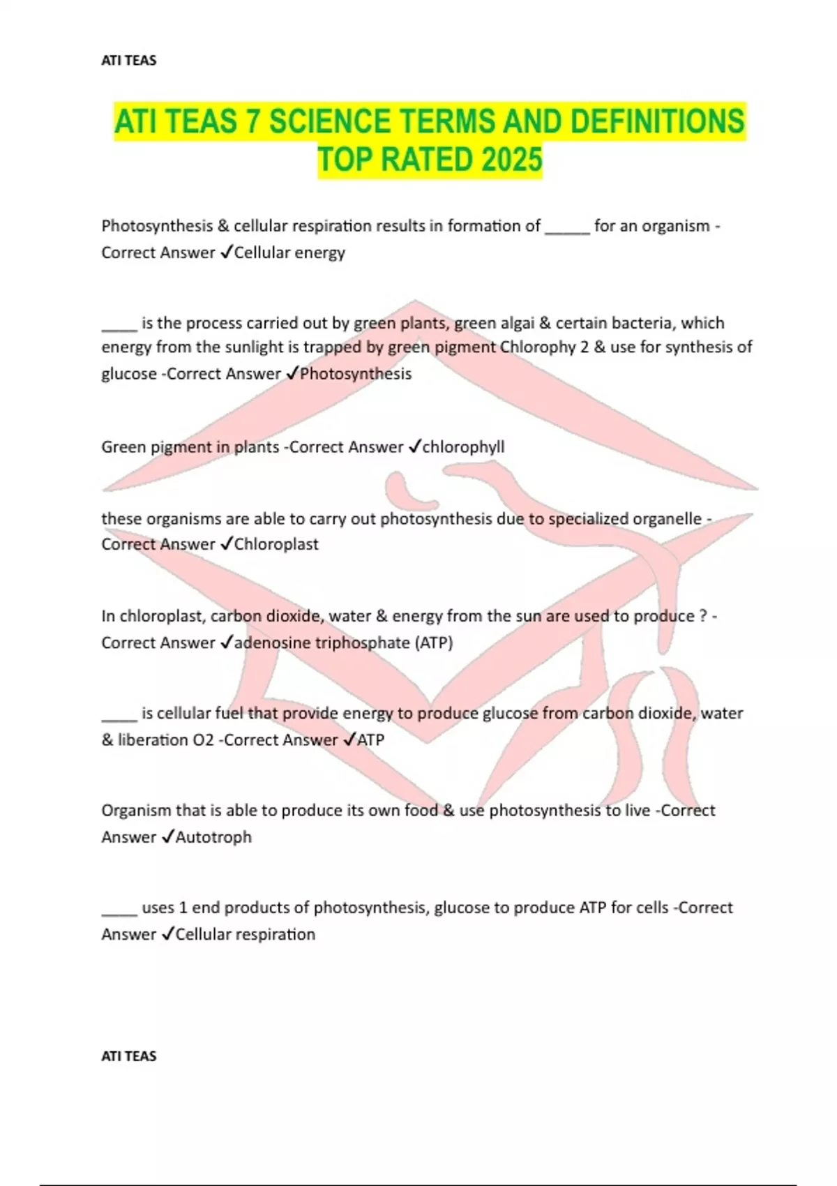 ATI TEAS 7 SCIENCE TERMS AND DEFINITIONS TOP RATED 2025 - ATI TEAS 7 SCIENCE , - Stuvia US