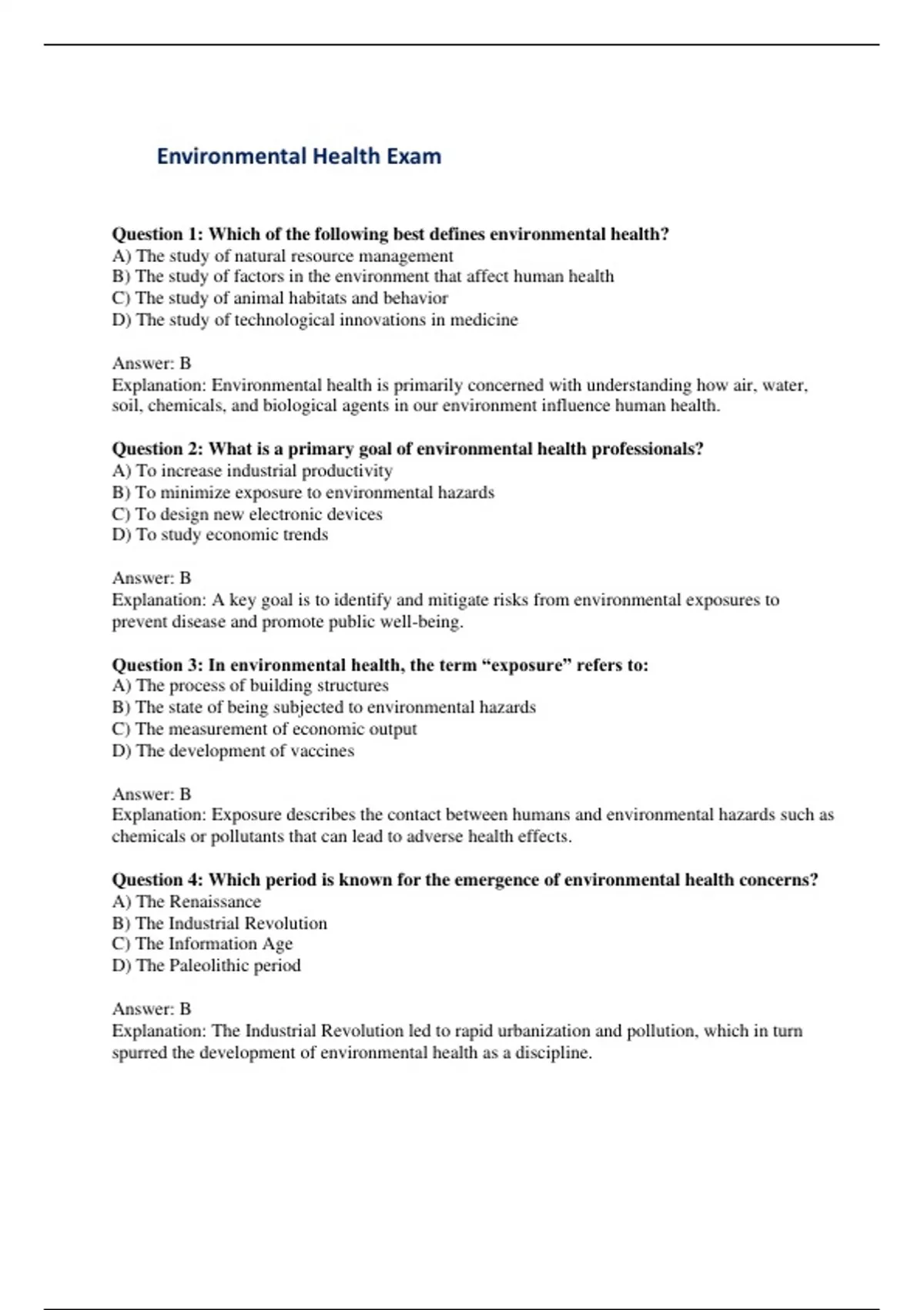 Environmental Health Exam - Computers - Stuvia US