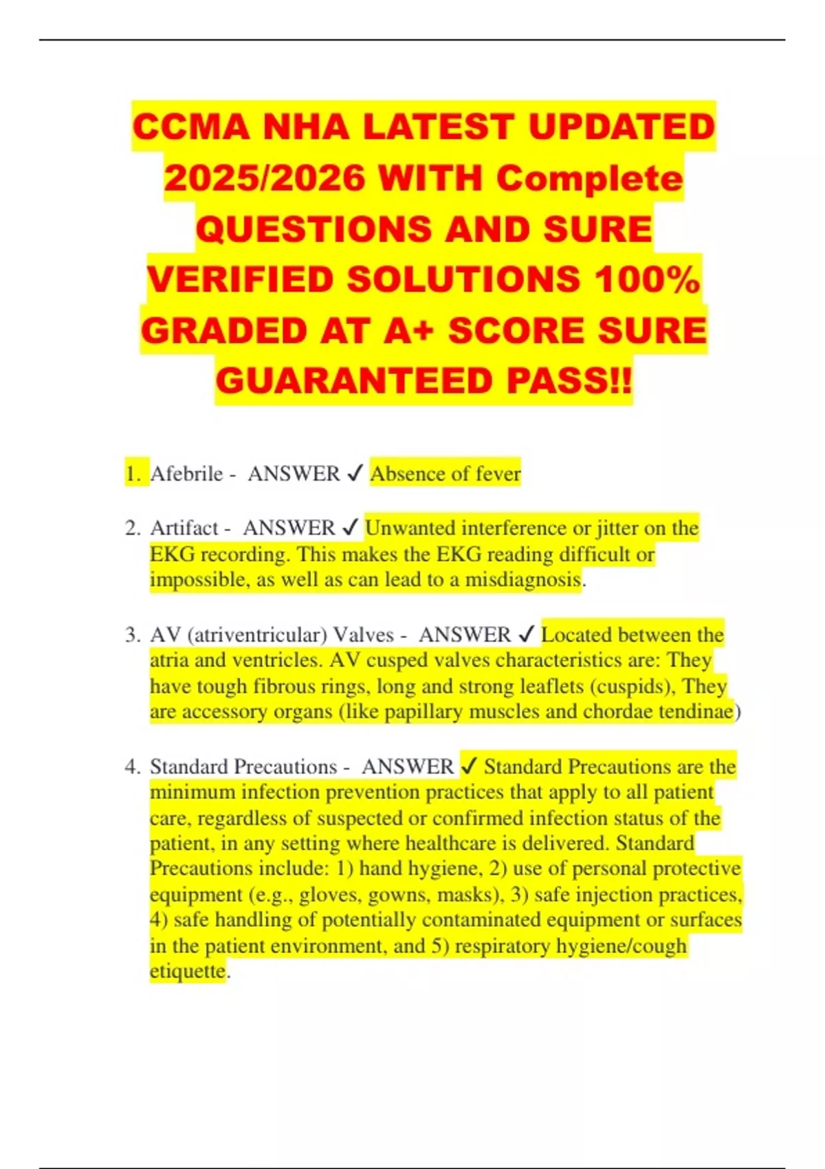 CCMA NHA LATEST UPDATED 2025/2026 WITH Complete QUESTIONS AND SURE ...