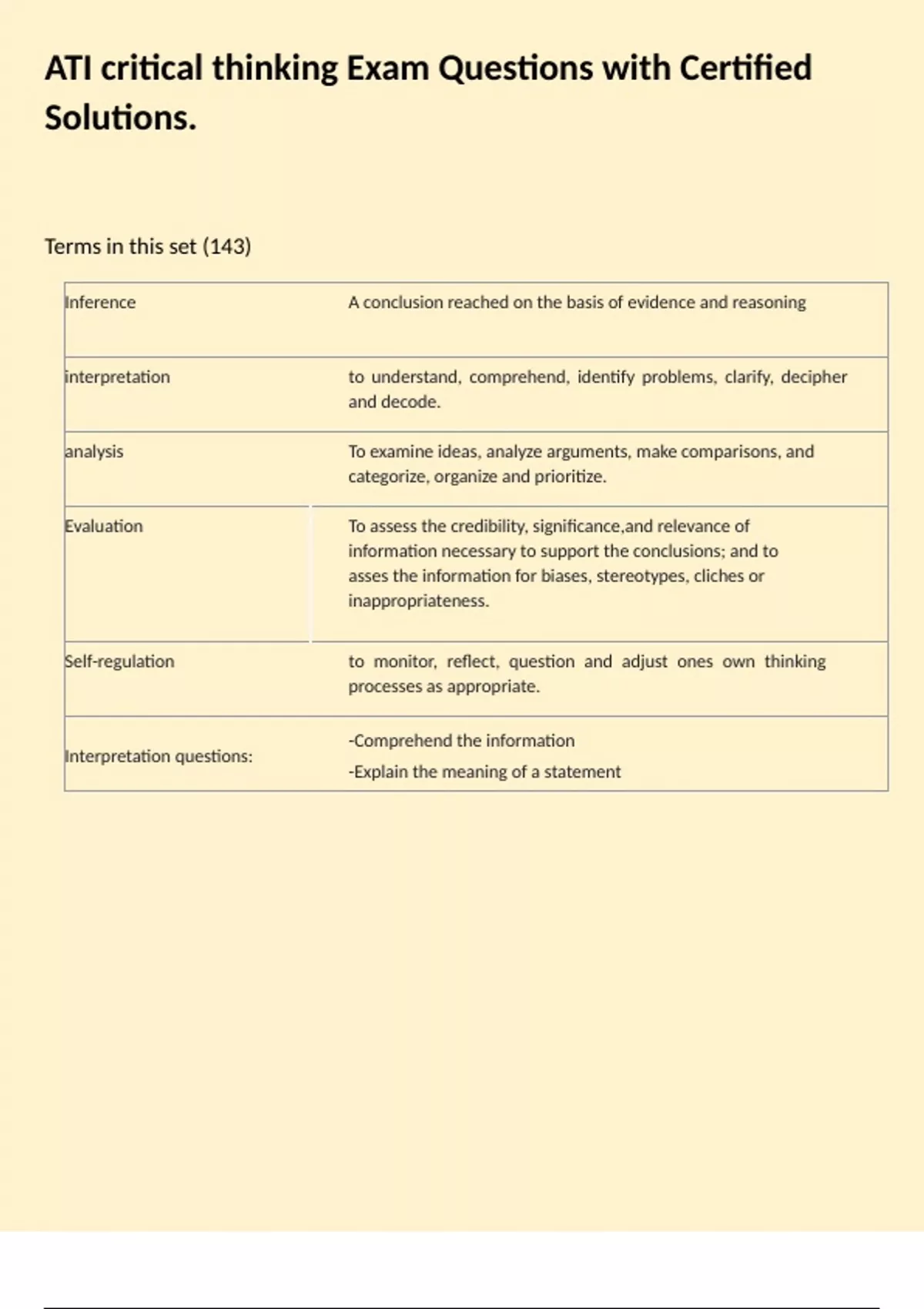 ATI critical thinking Exam Questions with Certified Solutions. - ATI ...