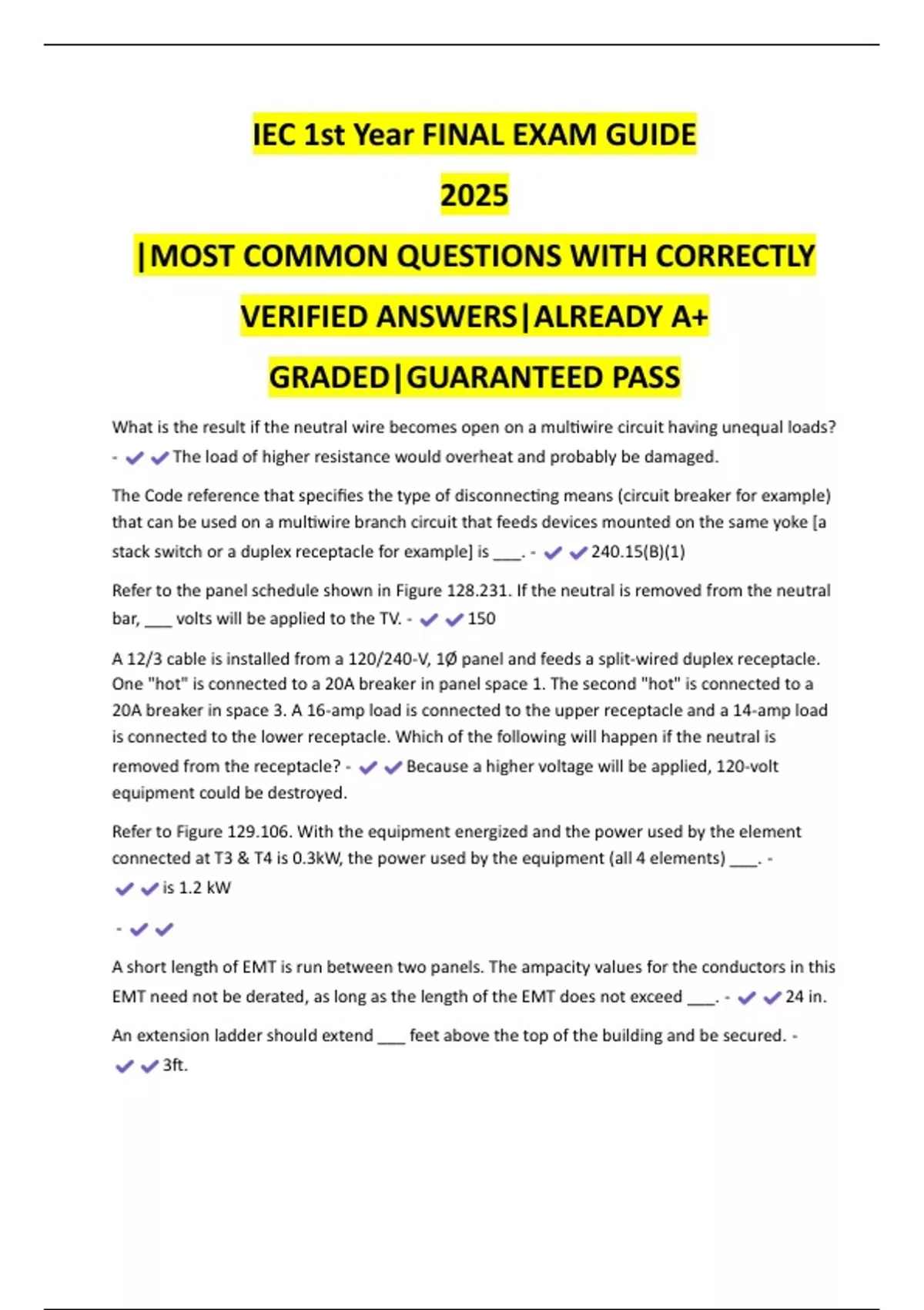 IEC 1st Year FINAL EXAM GUIDE 2025 |MOST COMMON QUESTIONS WITH ...