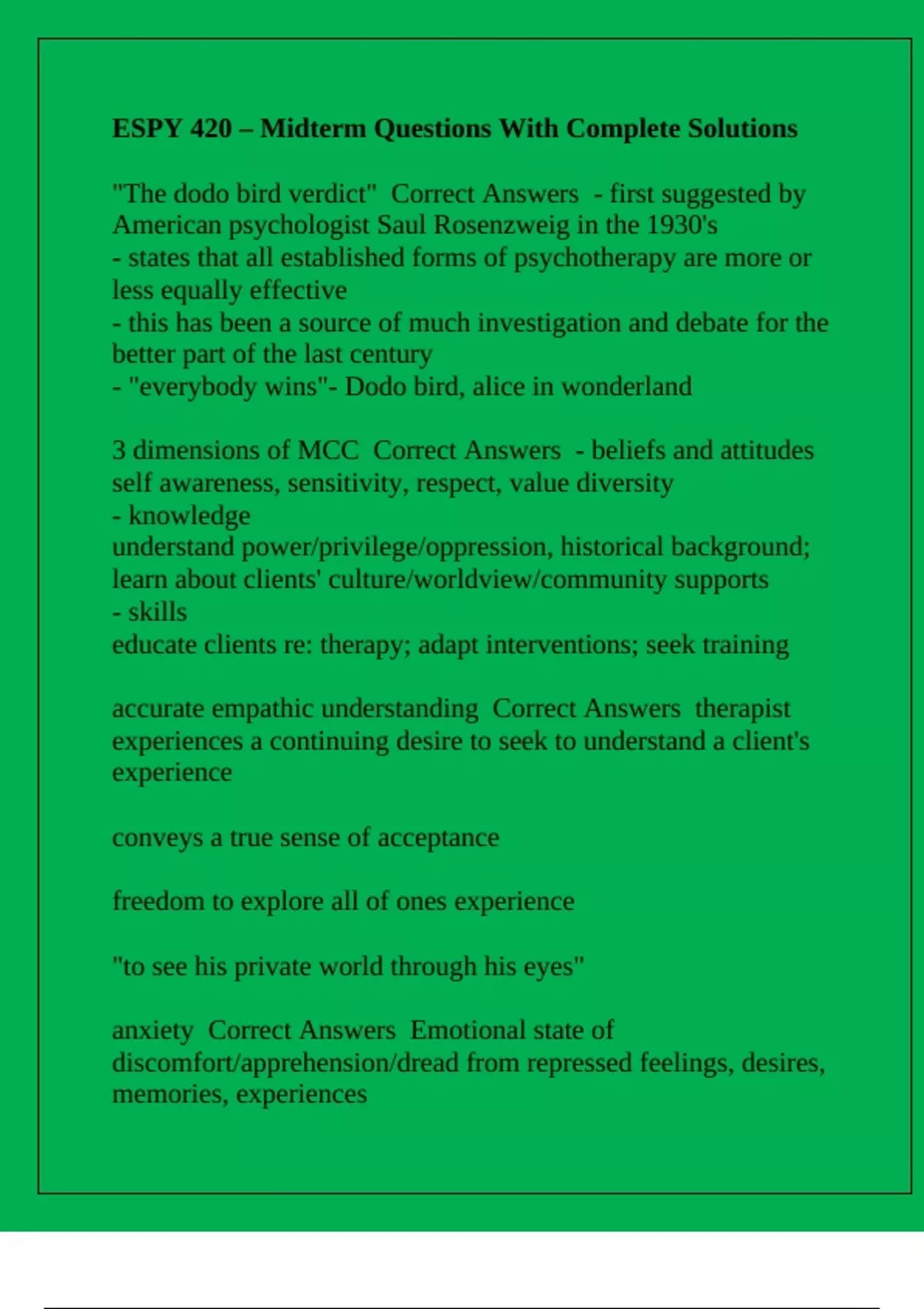 ESPY 420 – Midterm Questions With Complete Solutions - ESPY 420 - Stuvia US