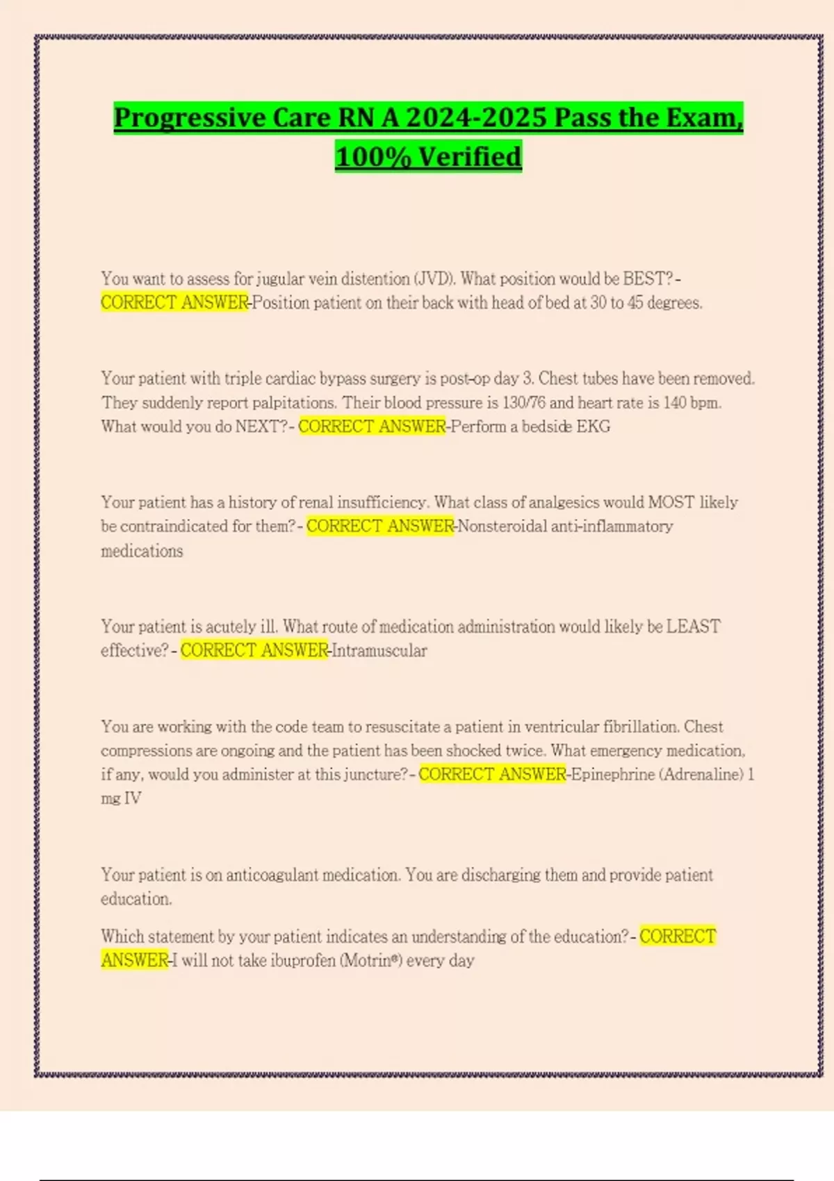 American Red Cross BLS Final Exam Verified Revised Practice Exam 2025 ...
