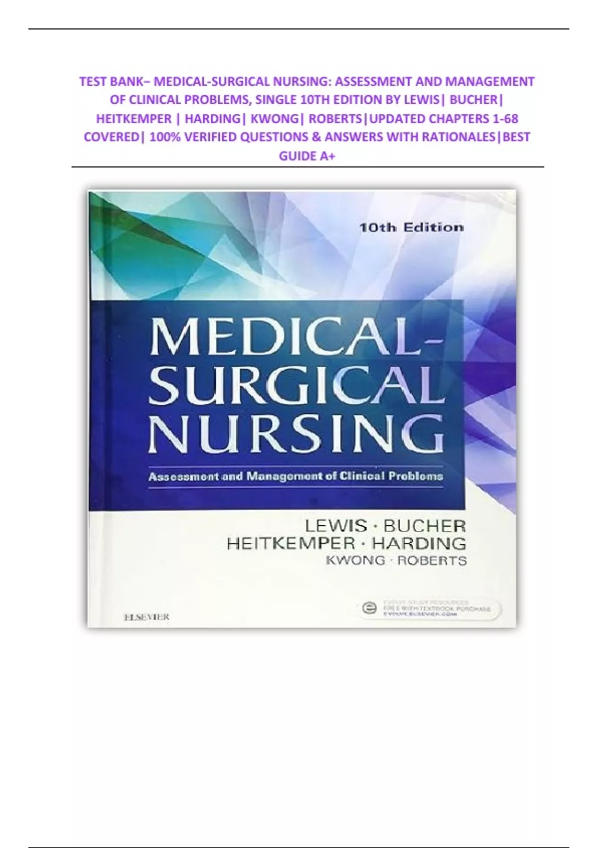 TEST BANK− MEDICAL-SURGICAL NURSING: ASSESSMENT AND MANAGEMENT OF ...