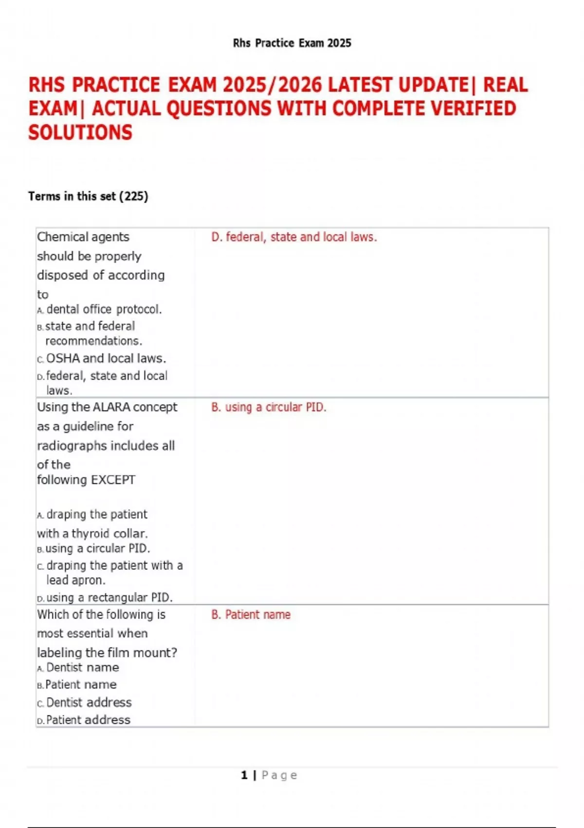 RHS (radiation health and safety) PRACTICE EXAM LATEST UPDATE REAL EXAM ...
