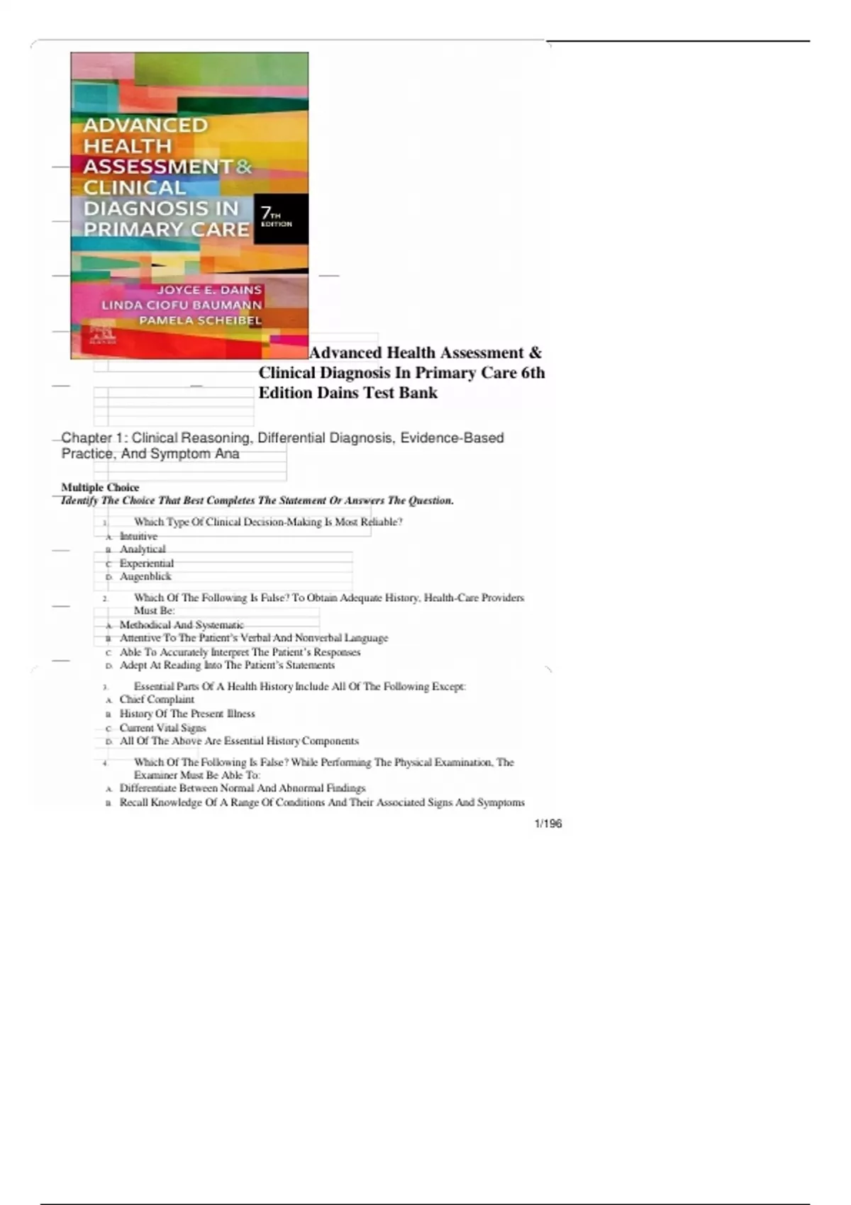 Test Bank for "Fundamental Concepts and Skills for Nursing" 6th Edition ...