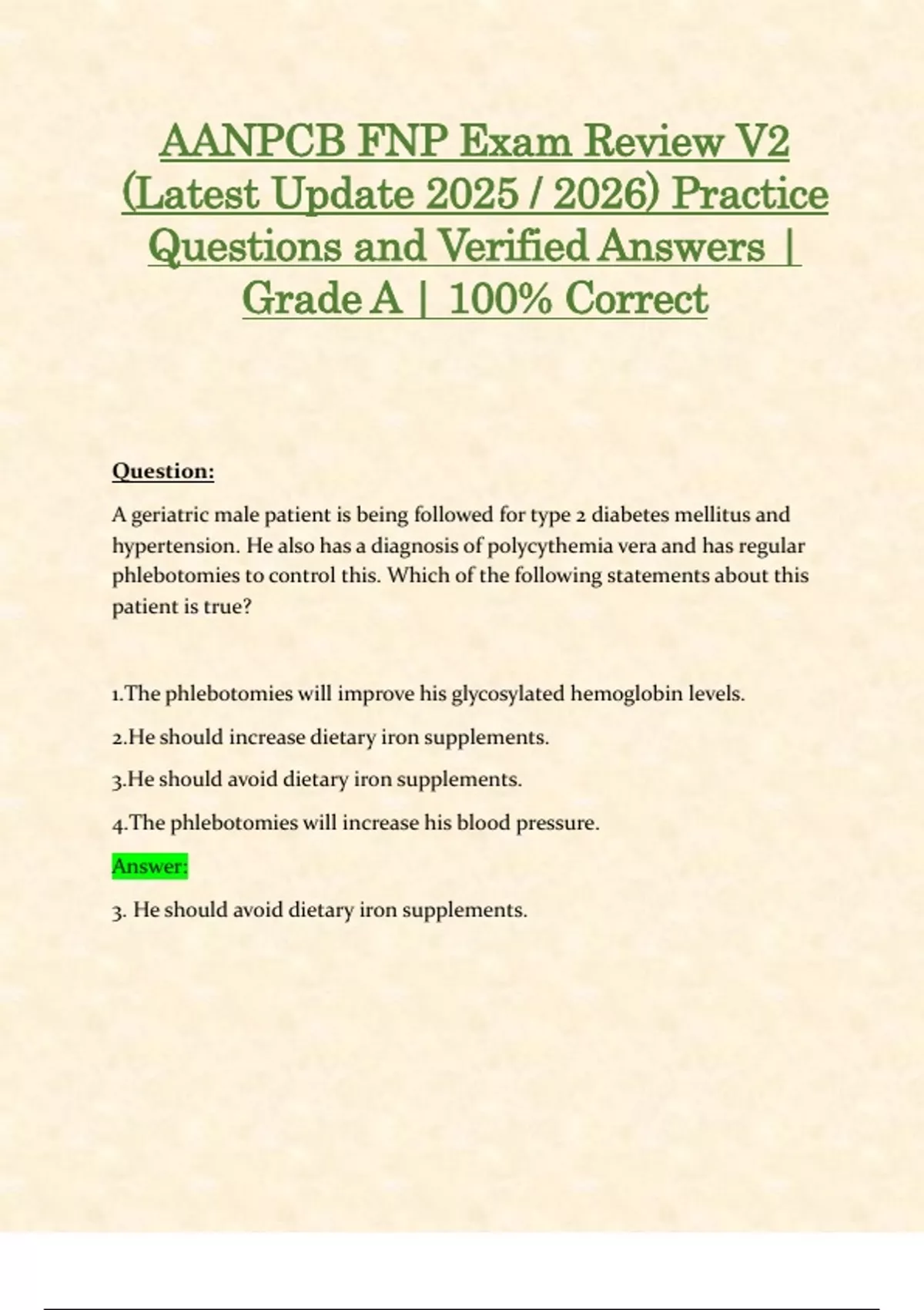 AANPCB FNP Exam Review V2 (Latest Update 2025 / 2026) Practice ...