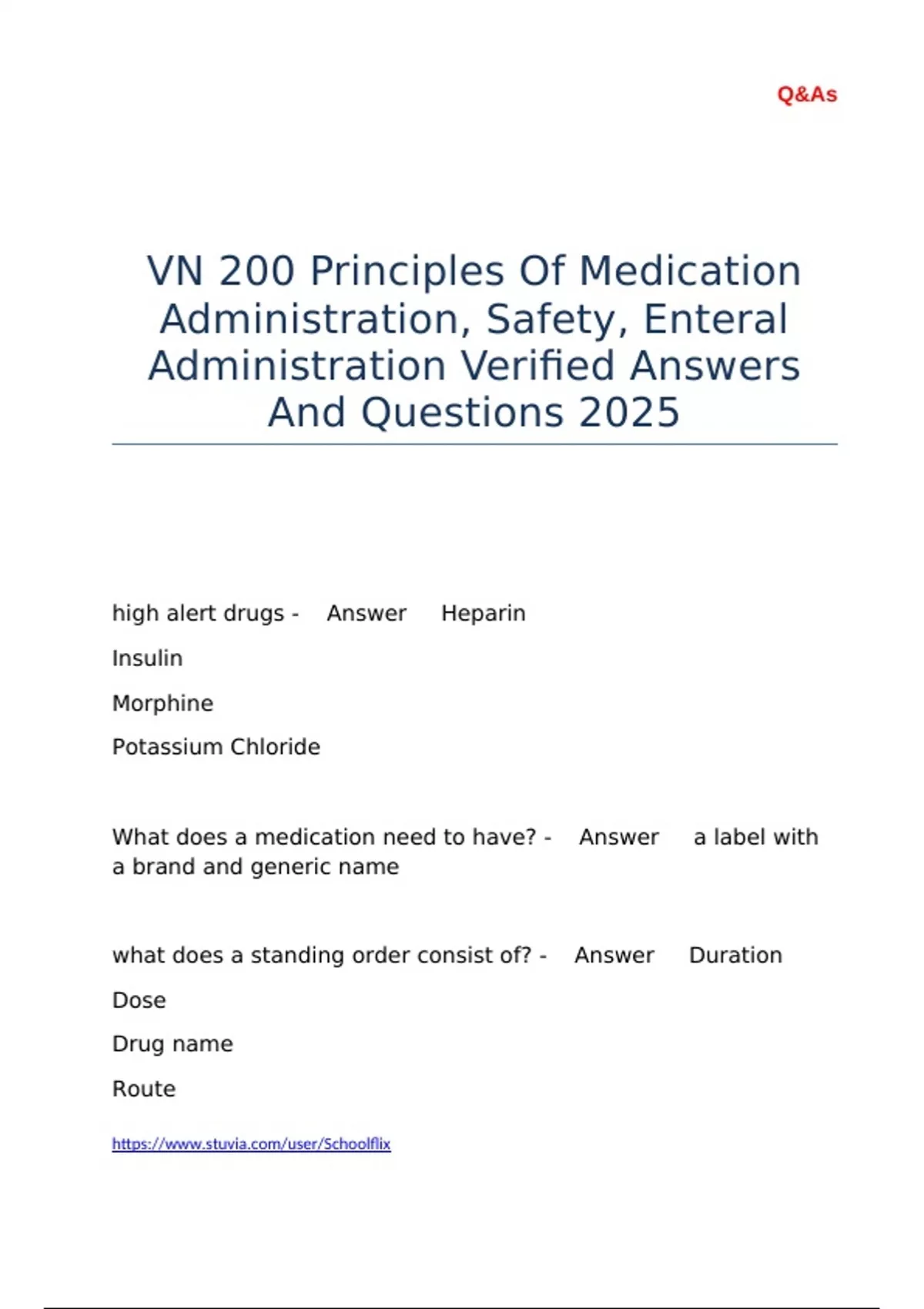 VN 200 Principles Of Medication Administration, Safety, Enteral ...