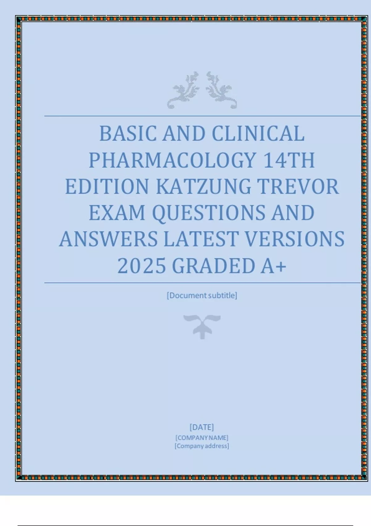 BASIC AND CLINICAL PHARMACOLOGY 14TH EDITION KATZUNG TREVOR EXAM ...