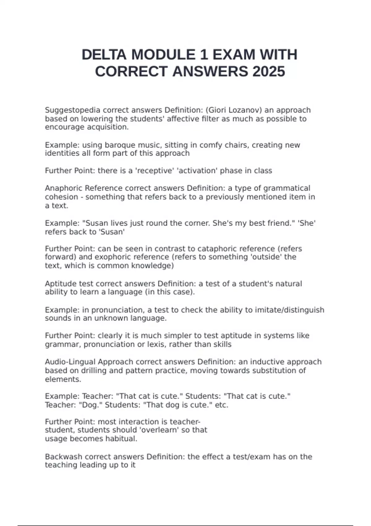 DELTA MODULE 1 EXAM WITH CORRECT ANSWERS 2025 - DELTA Module 1 - Stuvia US