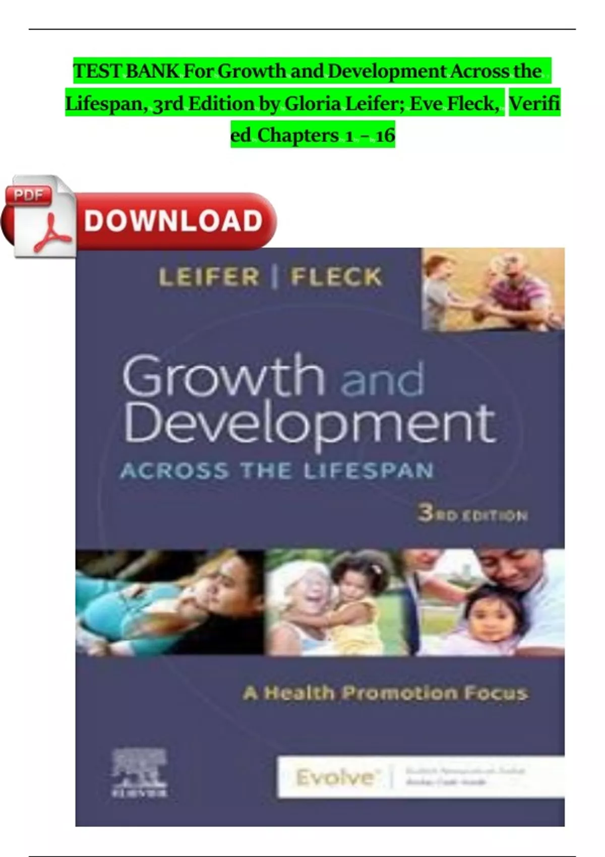 Test Bank For Growth and Development Across the Lifespan 3rd Edition By ...
