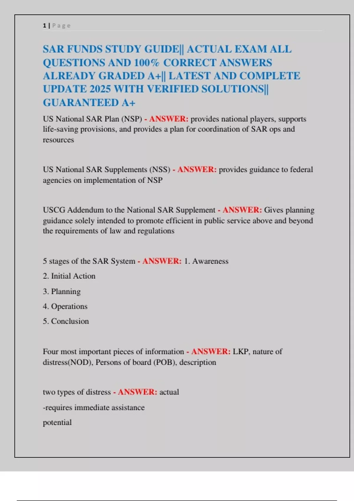 SAR FUNDS EXAMS AND STUDY GUIDE|| SAR STUDY GUIDE|| ACTUAL EXAM ALL ...