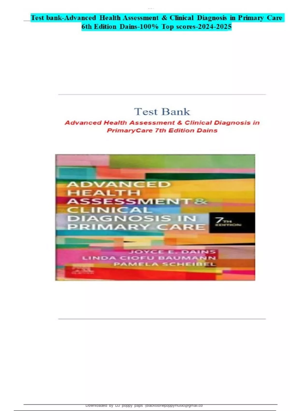 TEST BANK- Advanced Health Assessment & Clinical Diagnosis in Primary ...