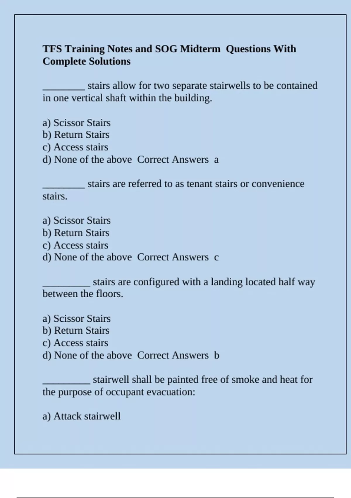 TFS Training Notes and SOG Midterm Questions With Complete Solutions ...