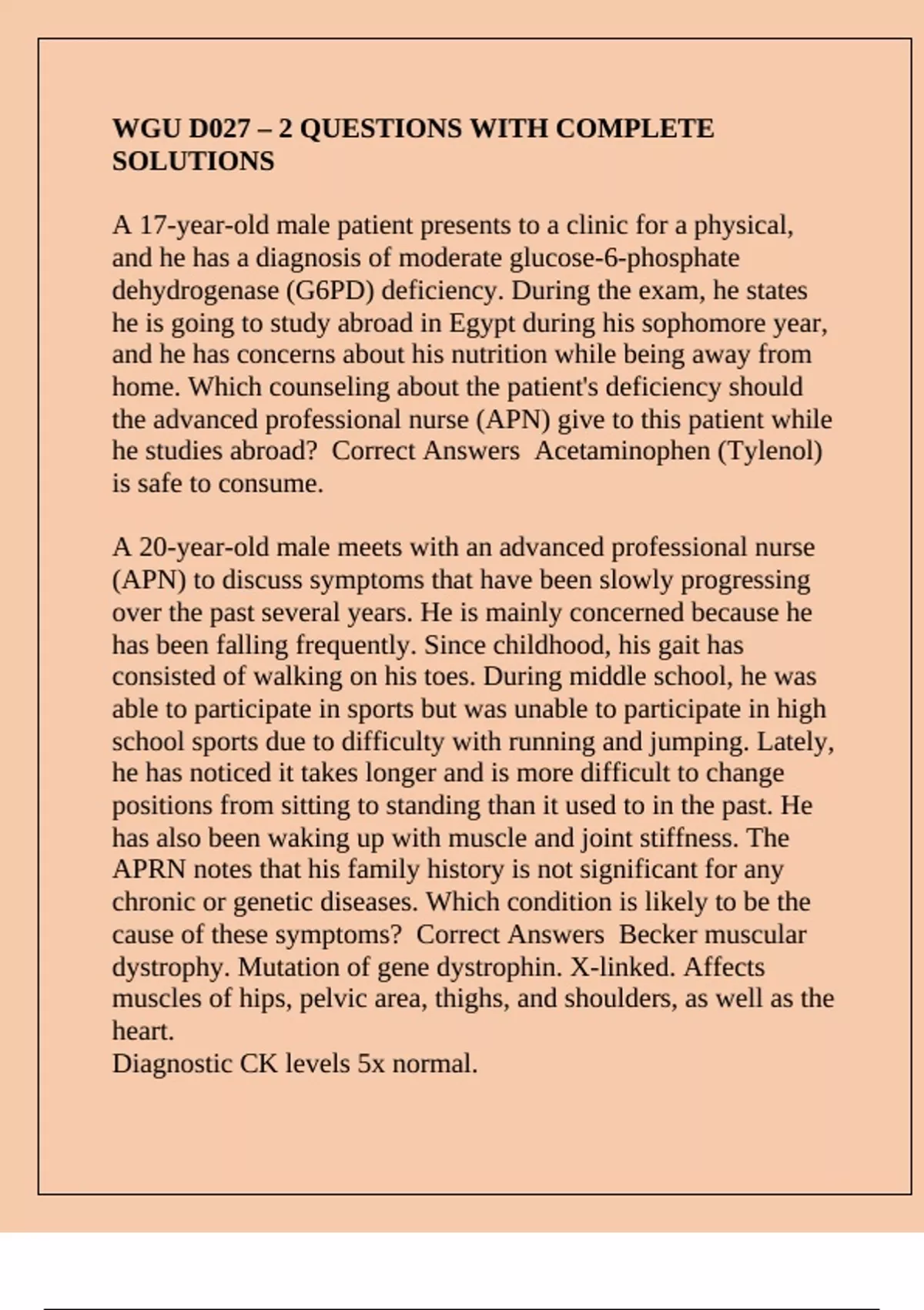 WGU D027 Western Governors University -WGU D027 – 2 QUESTIONS WITH ...