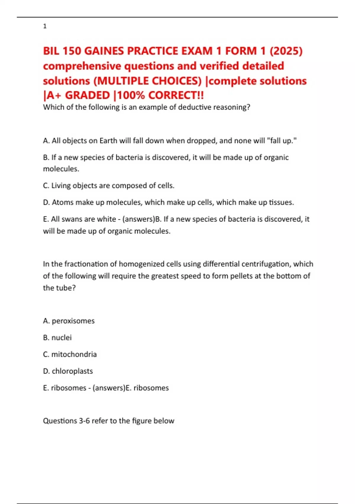 BIL 150 GAINES PRACTICE EXAM 1 FORM 1 (2025) comprehensive questions ...
