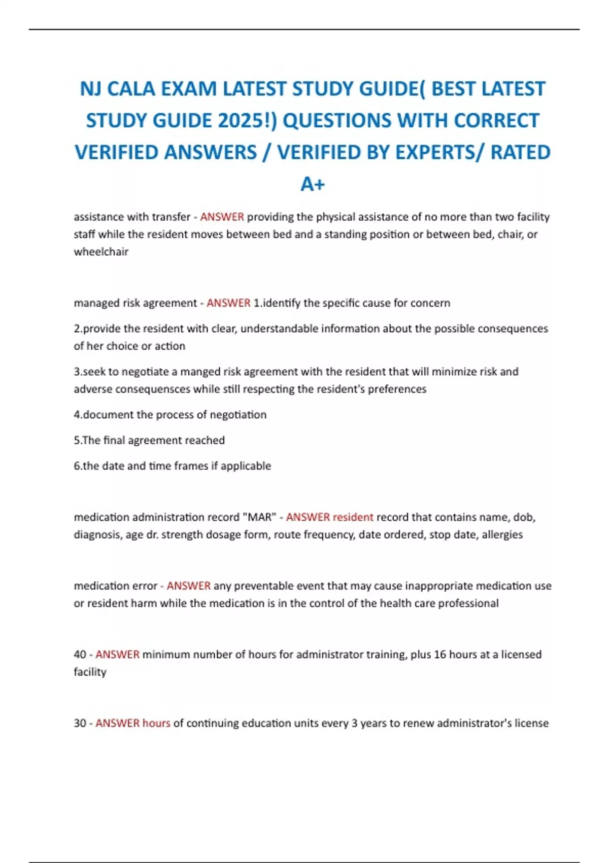 NJ CALA EXAM LATEST STUDY GUIDE( BEST LATEST STUDY GUIDE 2025 ...