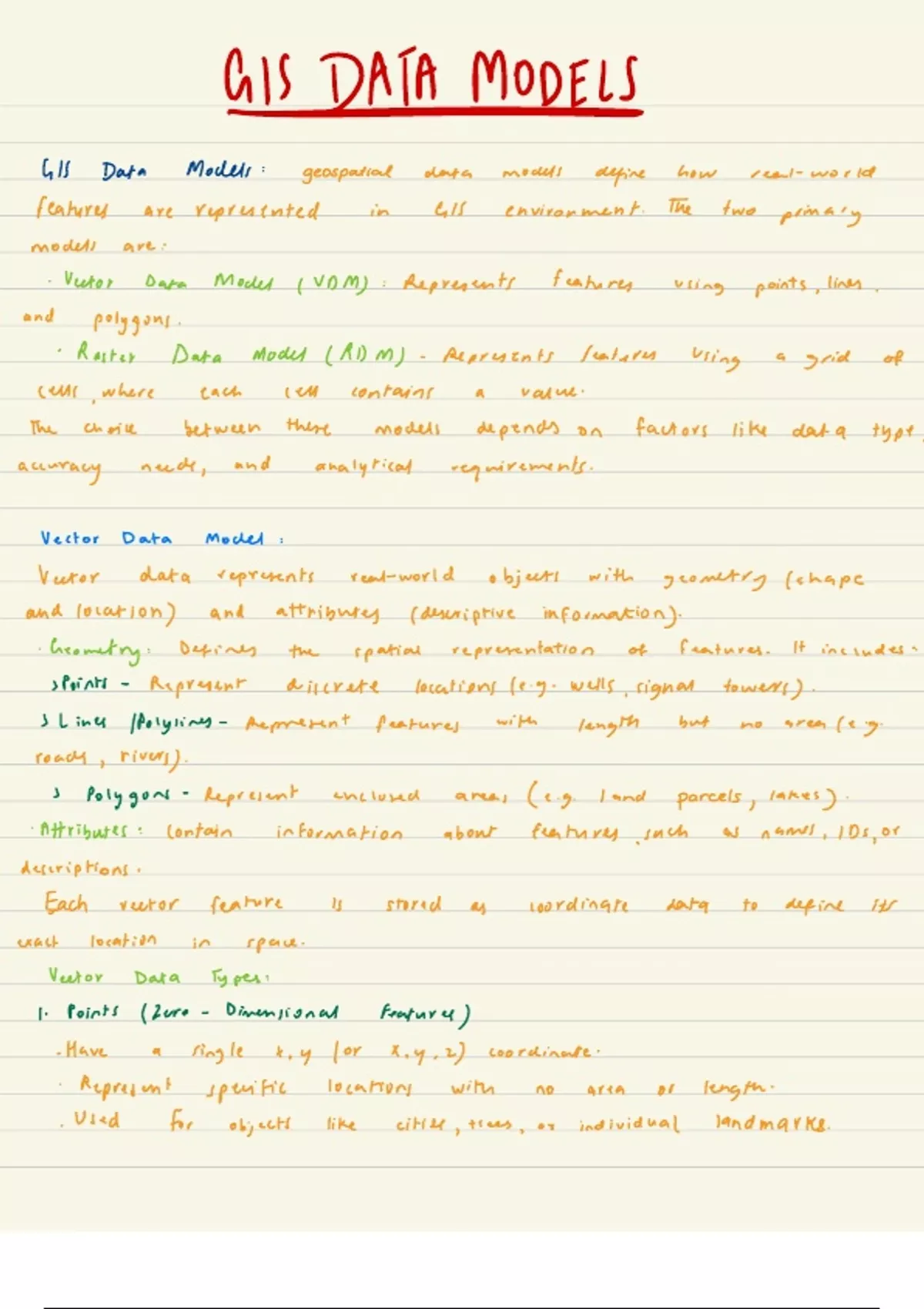GIS Data Models - Met 107 (MET107) - Stuvia US