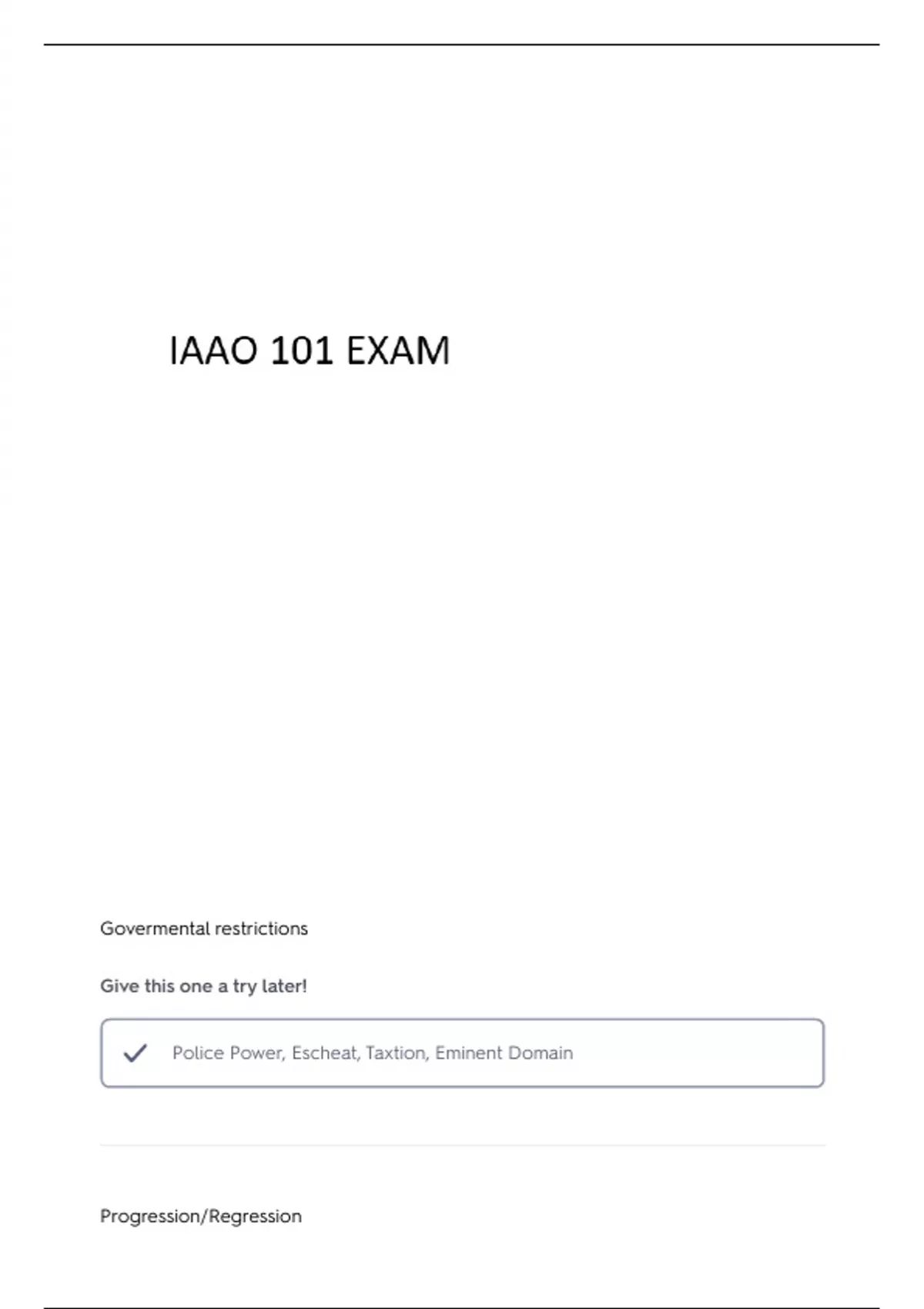 COURSE 101 FUNDAMENTALS OF REAL PROPERTY APPRAISAL QUESTIONS AND ANSWERS 2025 WITH COMPLETE ...