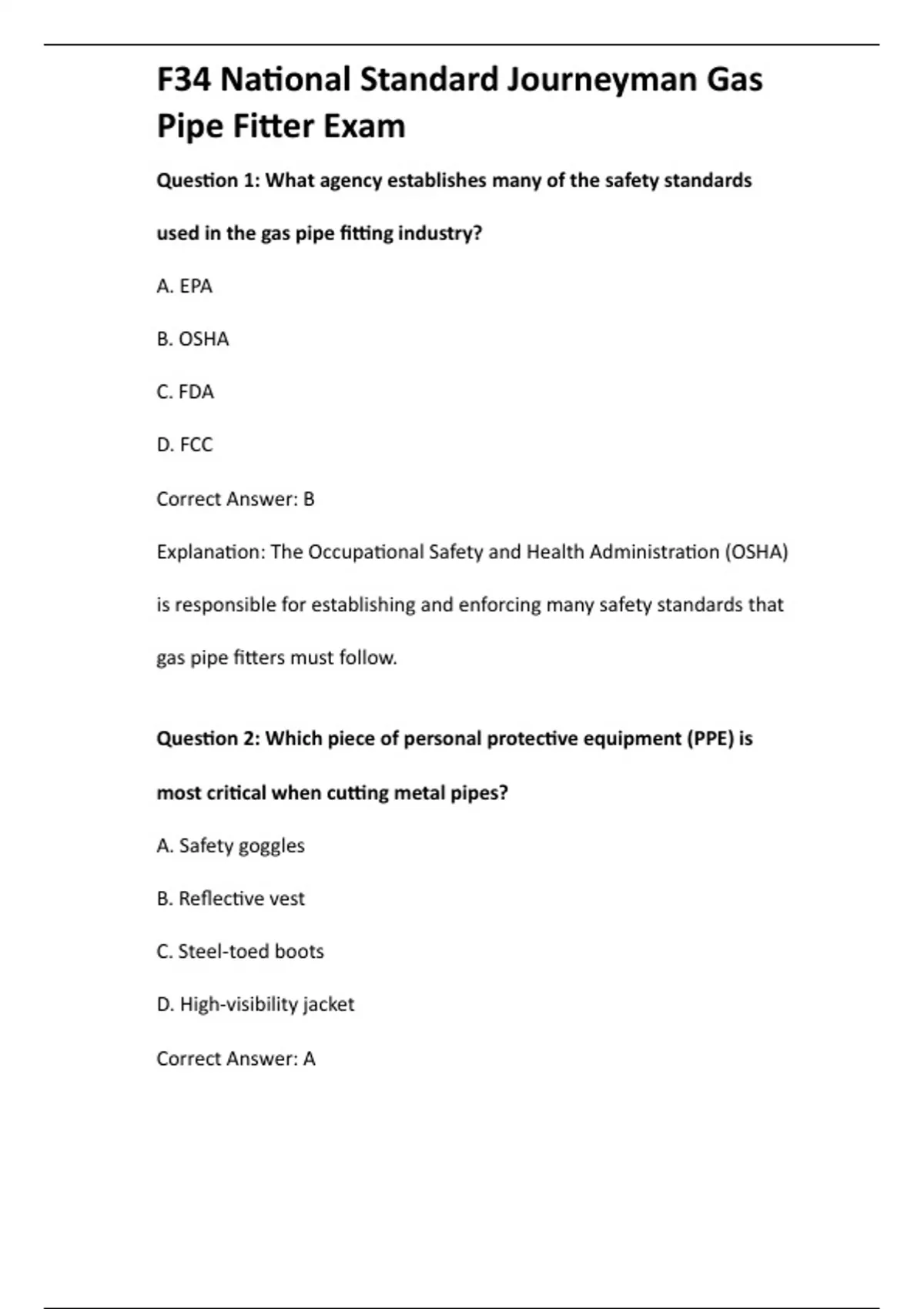 F34 National Standard Journeyman Gas Pipe Fitter Exam - Computers ...