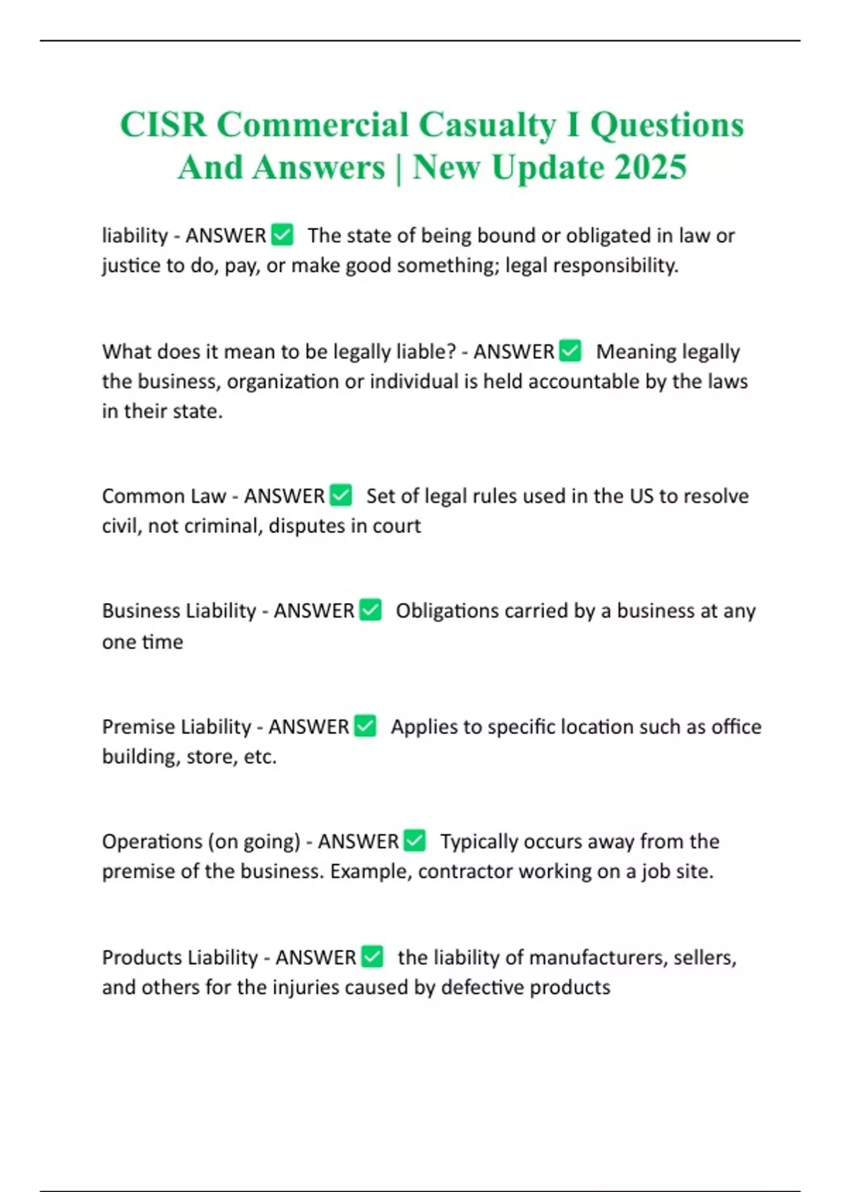 CISR Commercial Casualty I Questions And Answers | New Update 2025 ...