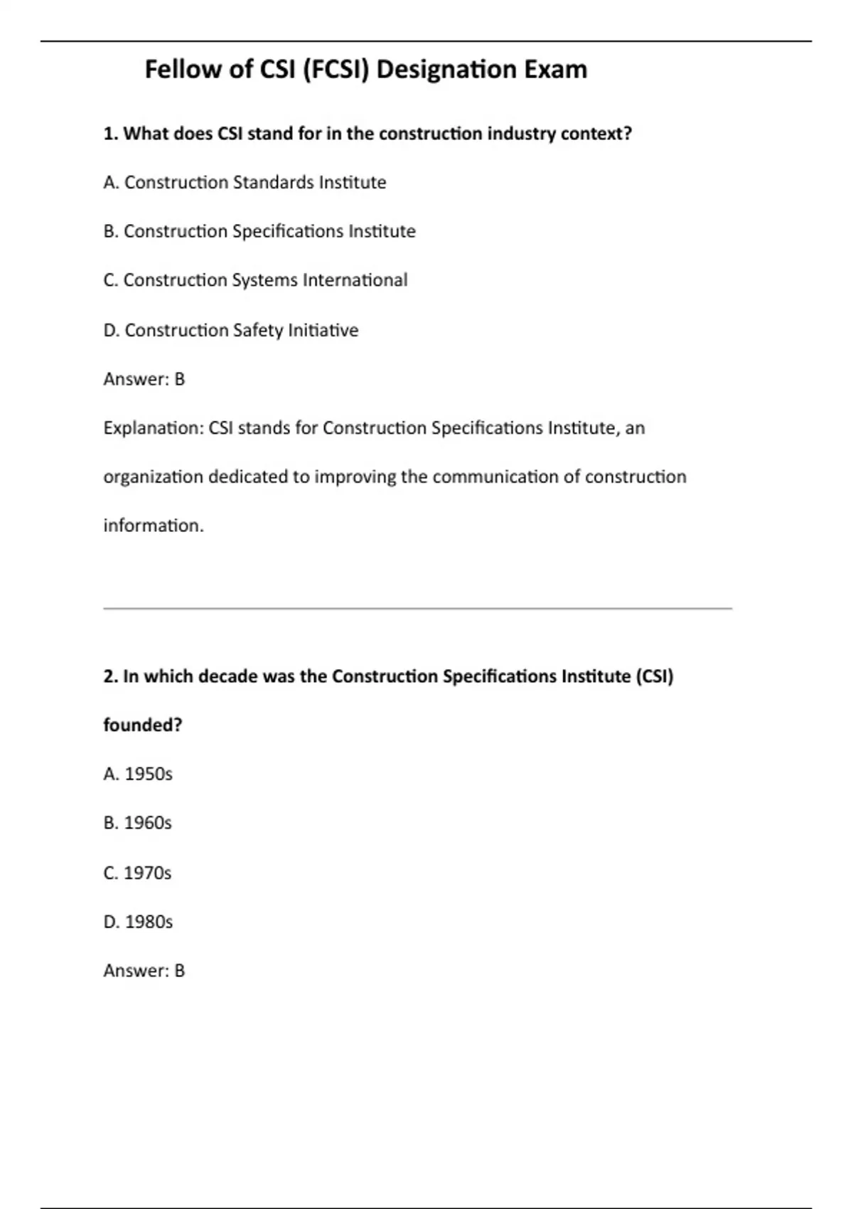 Fellow of CSI (FCSI) Designation Exam - Computers - Stuvia US