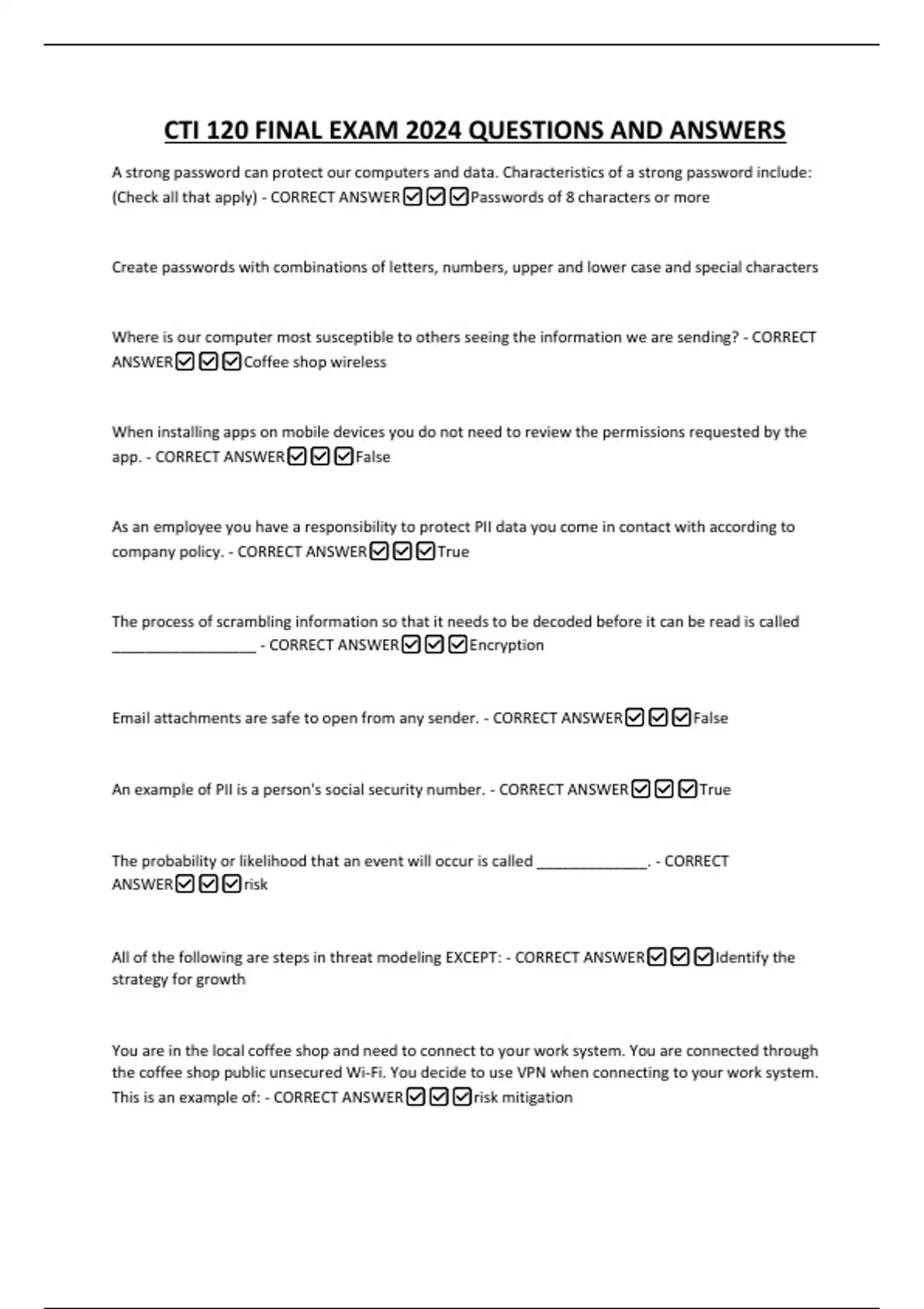 CTI 120 FINAL EXAM 2024 QUESTIONS AND ANSWERS - CTI 120 - Stuvia US