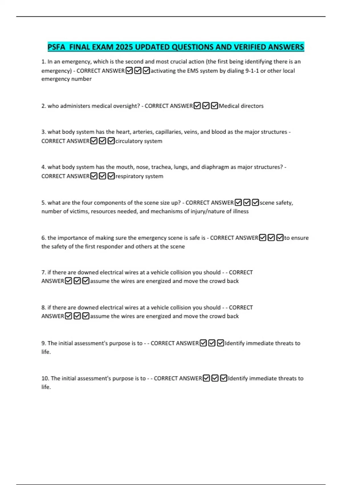 PSFA FINAL EXAM 2025 UPDATED QUESTIONS AND VERIFIED ANSWERS - PSFA ...