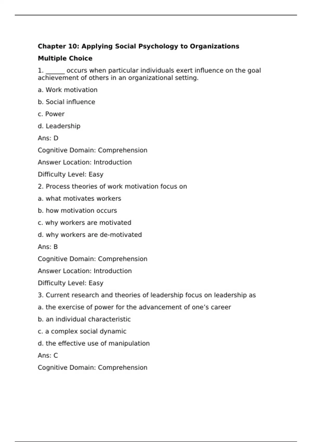 Test bank, quizzes: Applied Social Psychology Understanding and ...