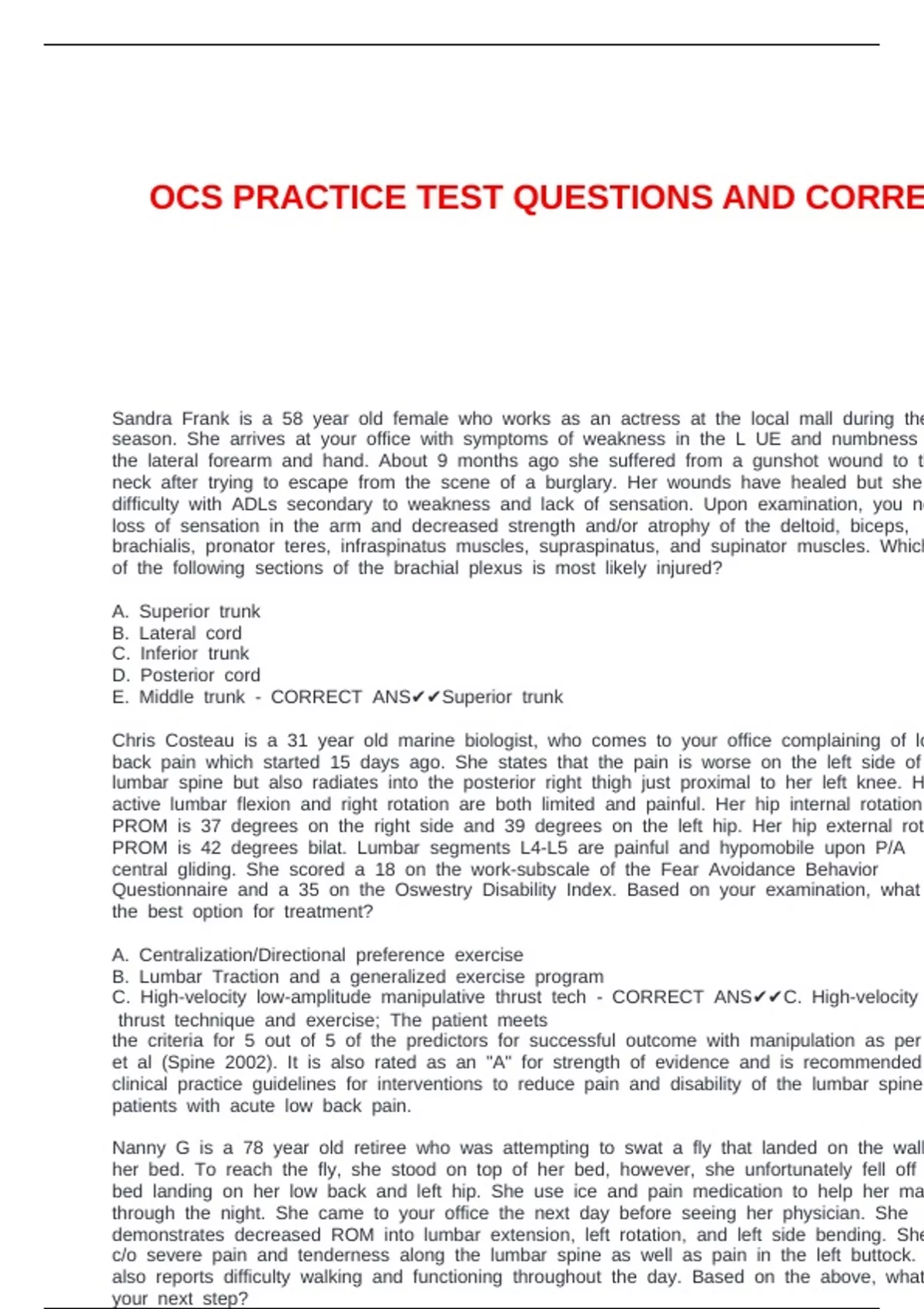 OCS PRACTICE TEST QUESTIONS AND CORRECT ANSWERS - OCS Field - Stuvia US