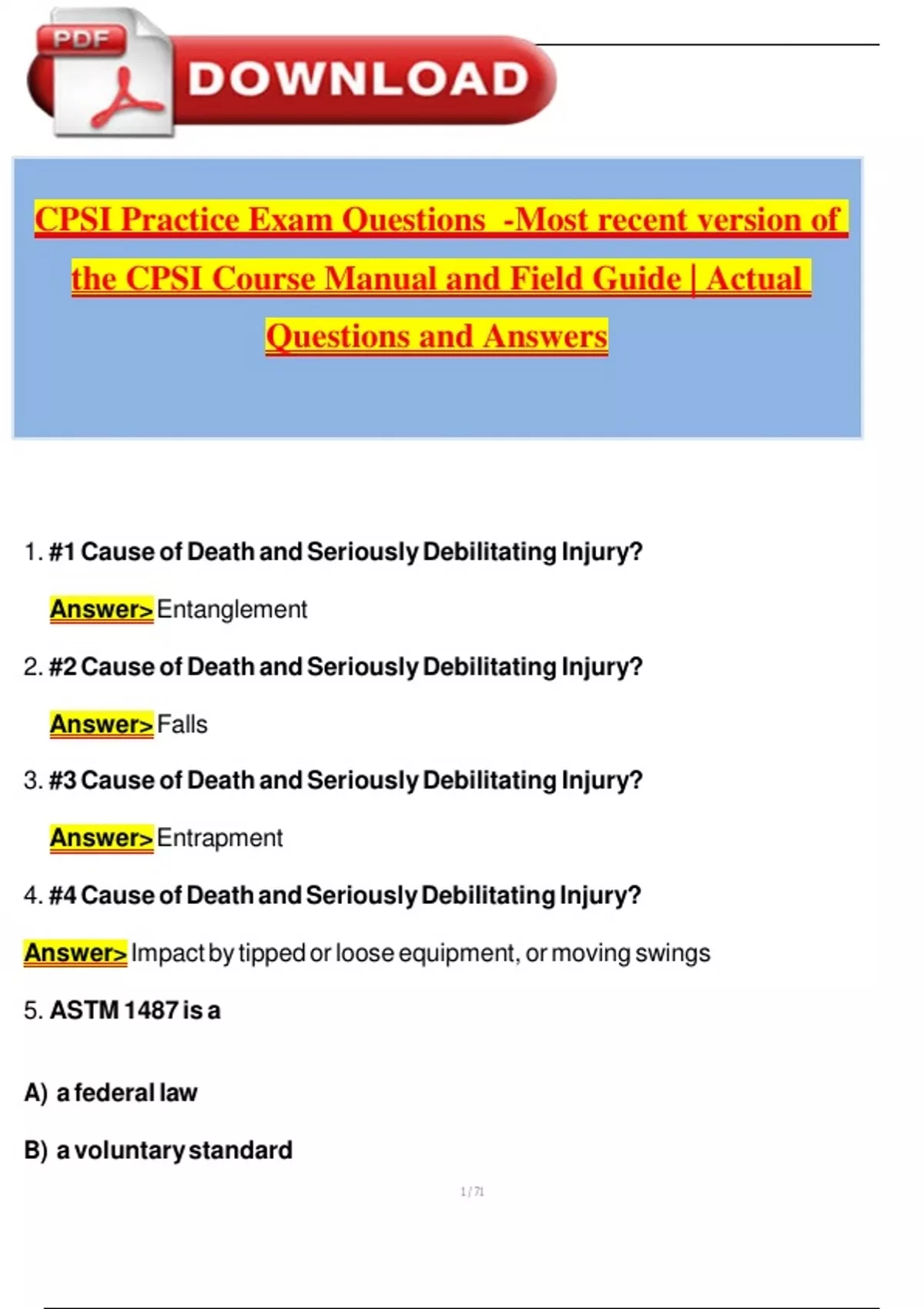 CPSI Practice Exam Questions 2025 -Most recent version of the CPSI ...