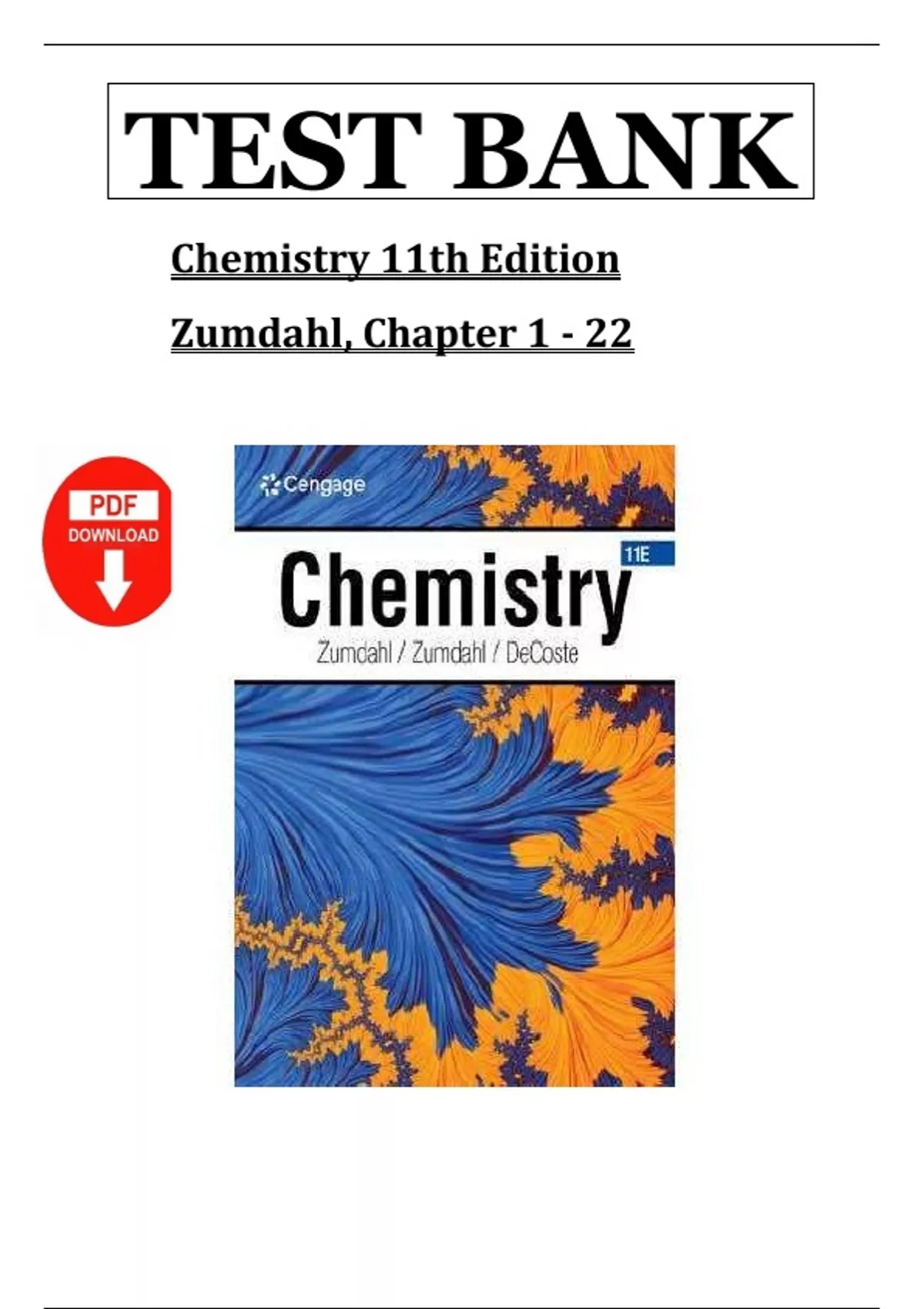 Complete Test Bank for Chemistry 11th Edition by Zumdahl / DeCoste ...