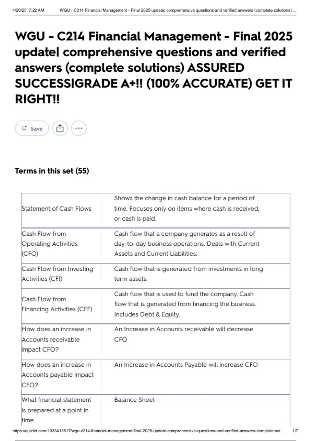 WGU - C214 Financial Management - Final 2025 update| comprehensive ...