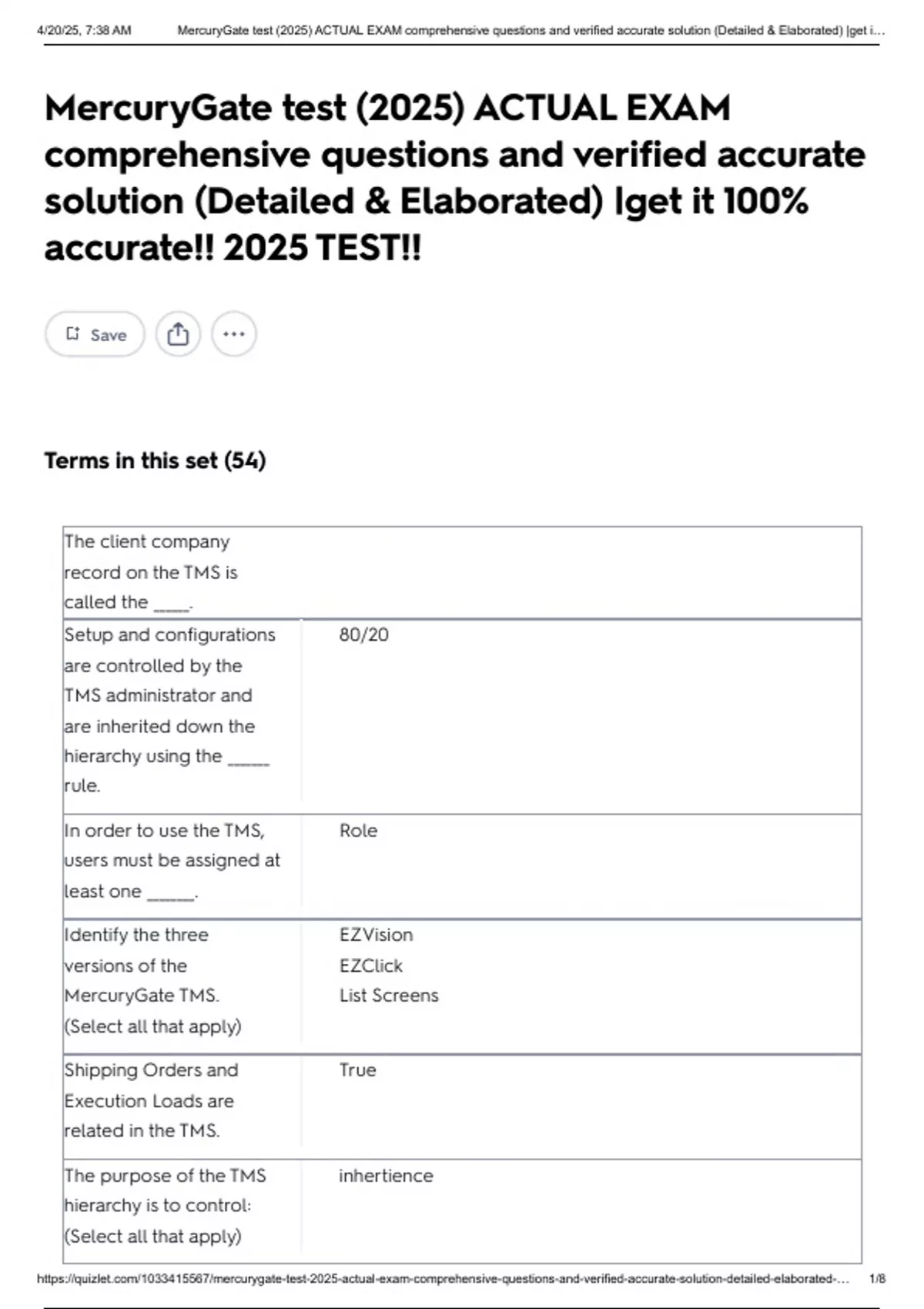 MercuryGate test (2025) ACTUAL EXAM comprehensive questions and ...