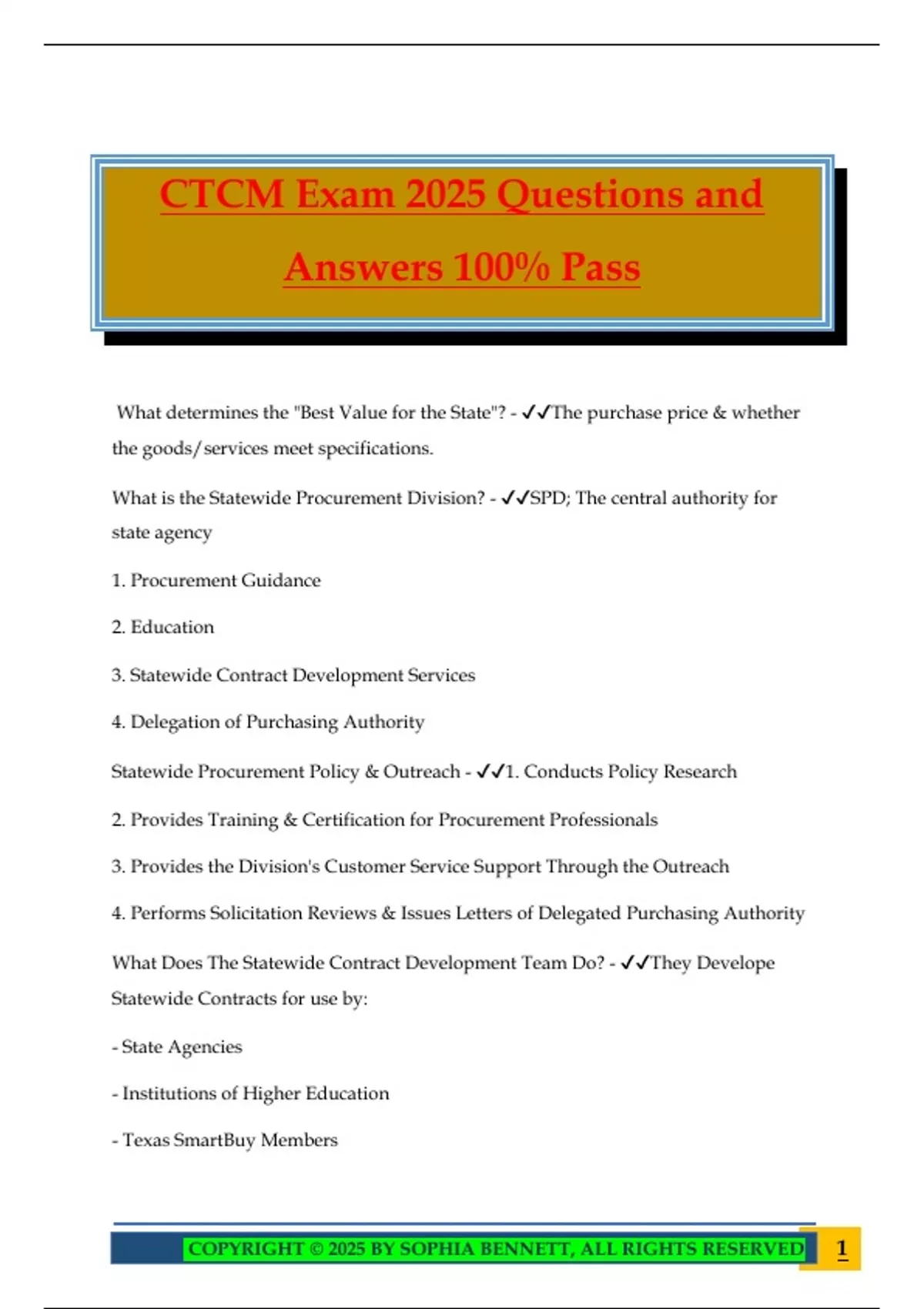 CTCM Exam 2025 Questions and Answers 100% Pass - CTCM - Stuvia US