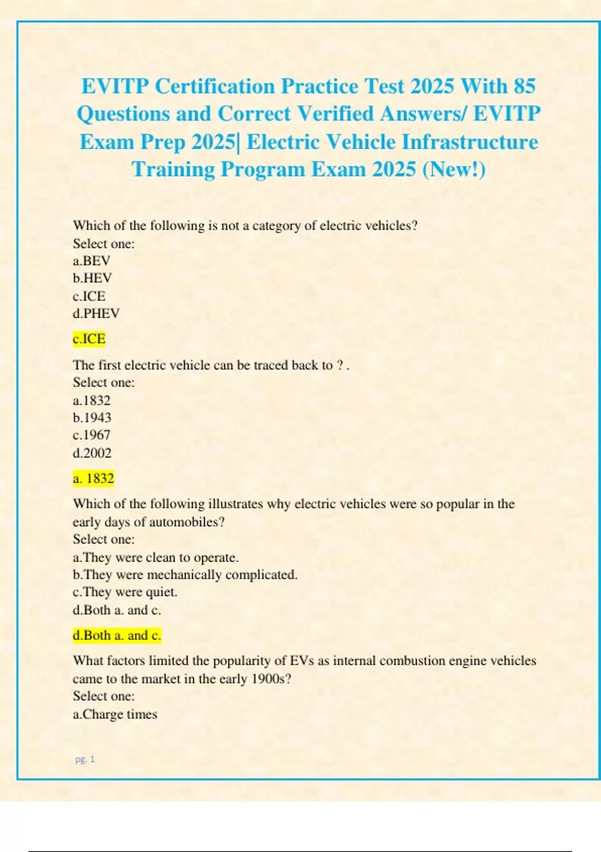 EVITP Certification Practice Test 2025 With 85 Questions and Correct ...