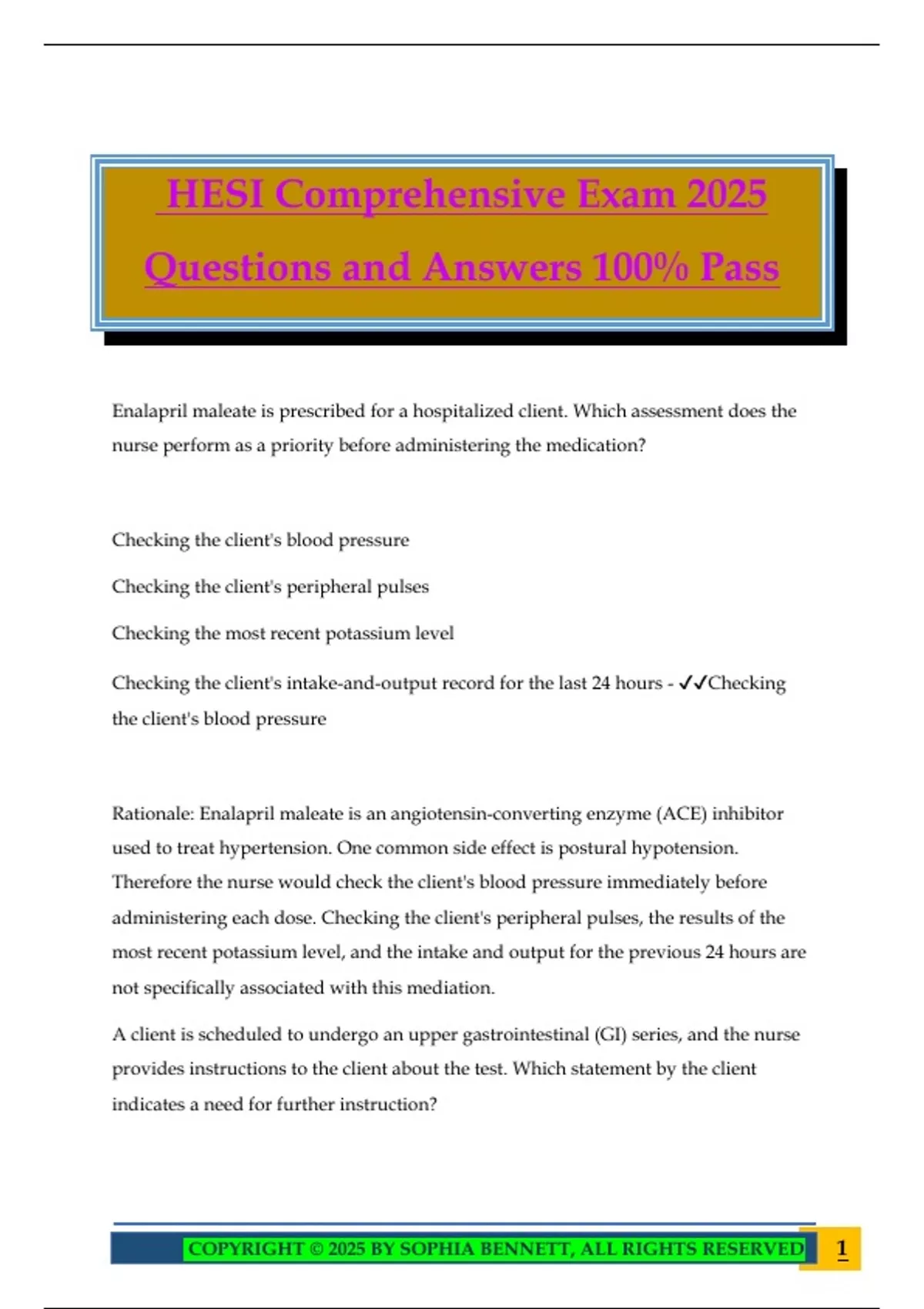 HESI Comprehensive Exam 2025 Questions and Answers 100% Pass - Hesi ...