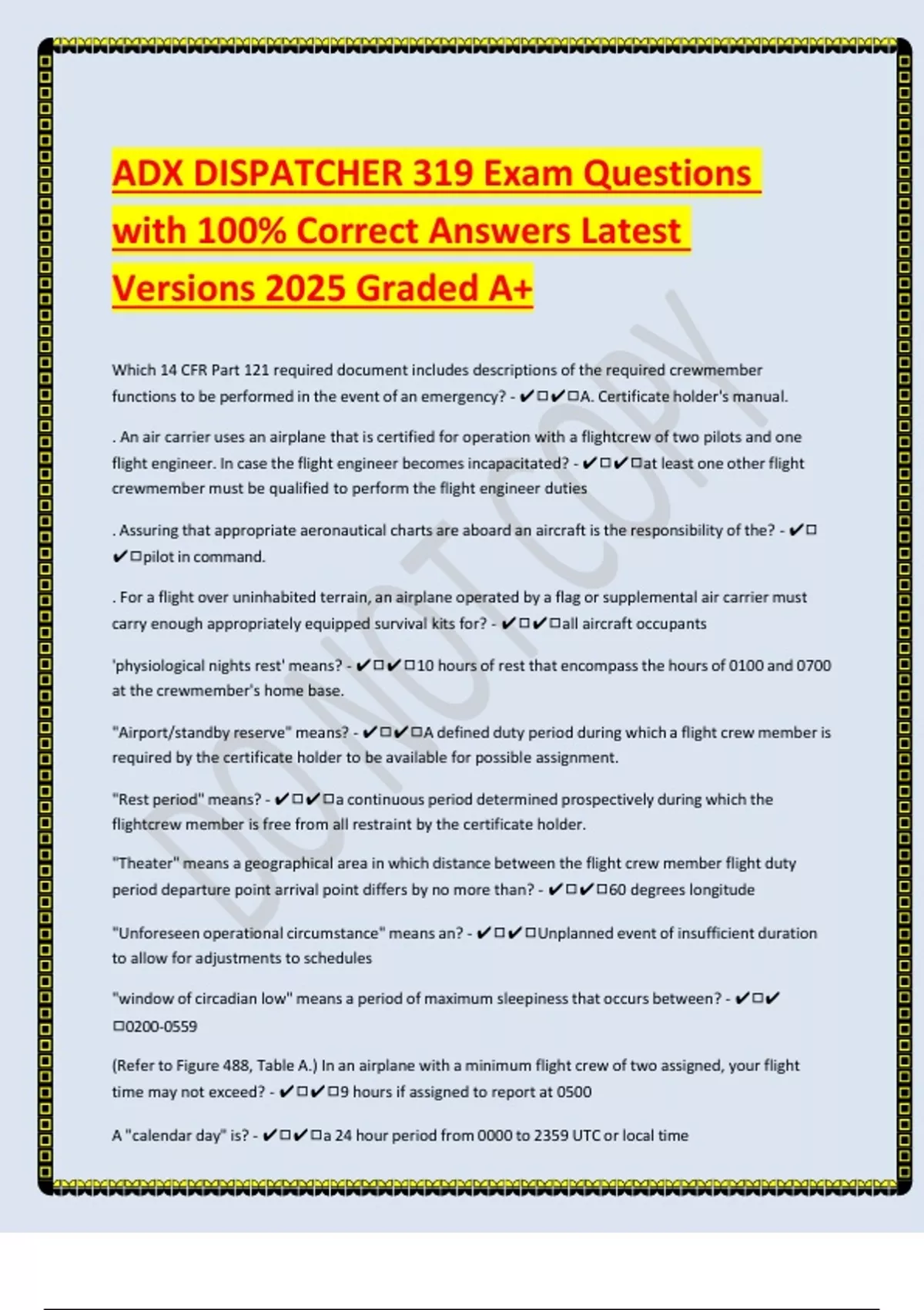 ADX DISPATCHER 319 Exam Questions with 100% Correct Answers Latest ...