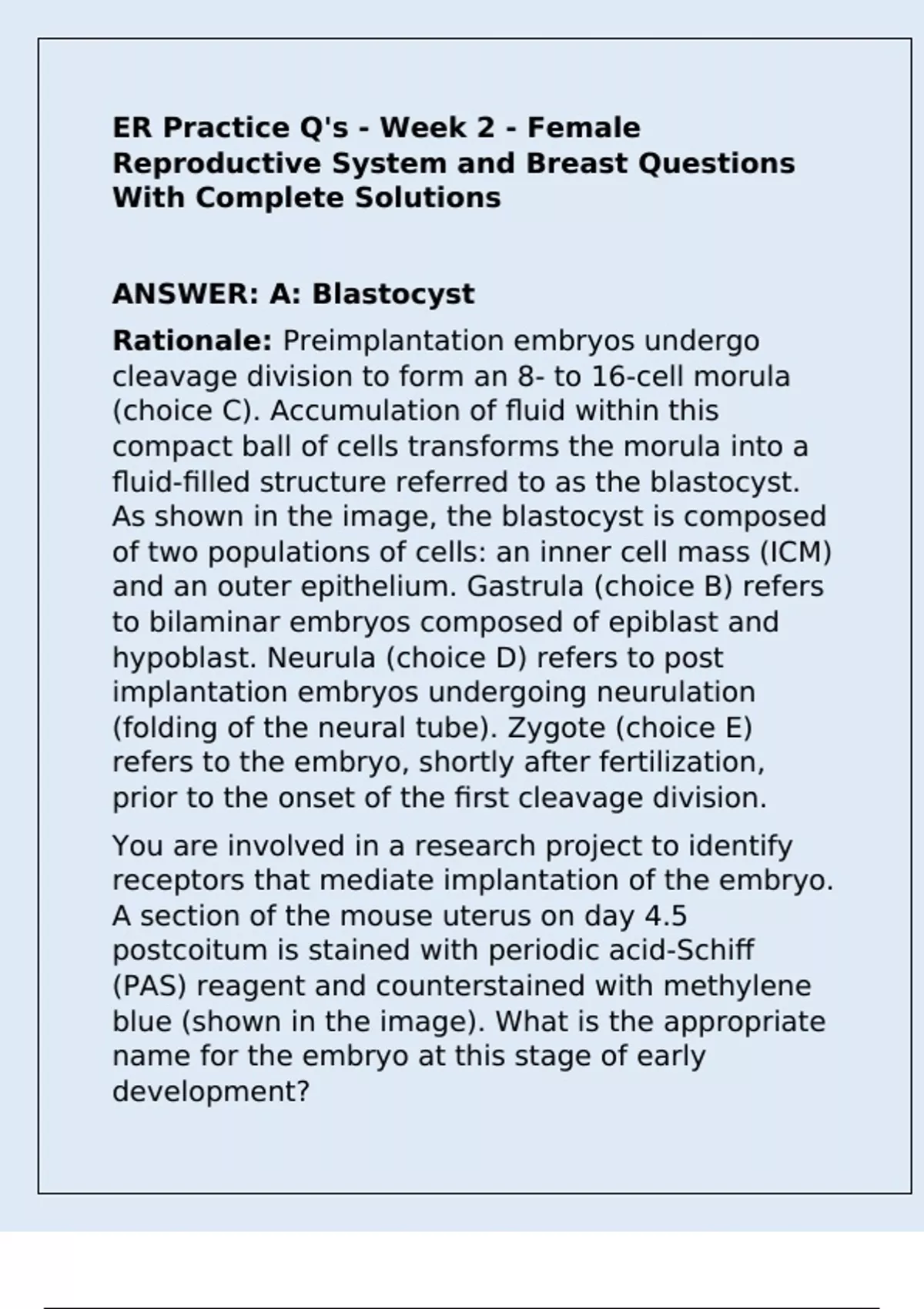 ER Practice Q's - Week 2 - Female Reproductive System and Breast ...
